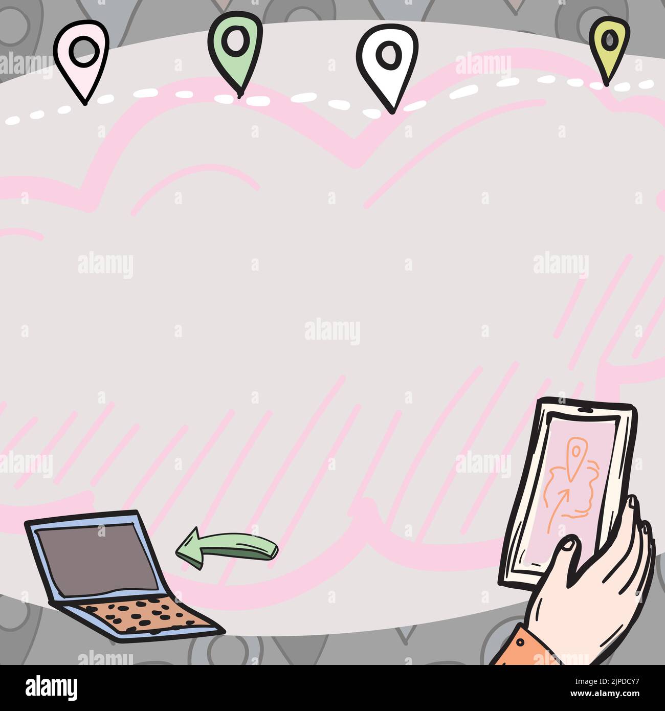 Hand Holding Smartphone Displaying Graphical Location Navigation Pin ...