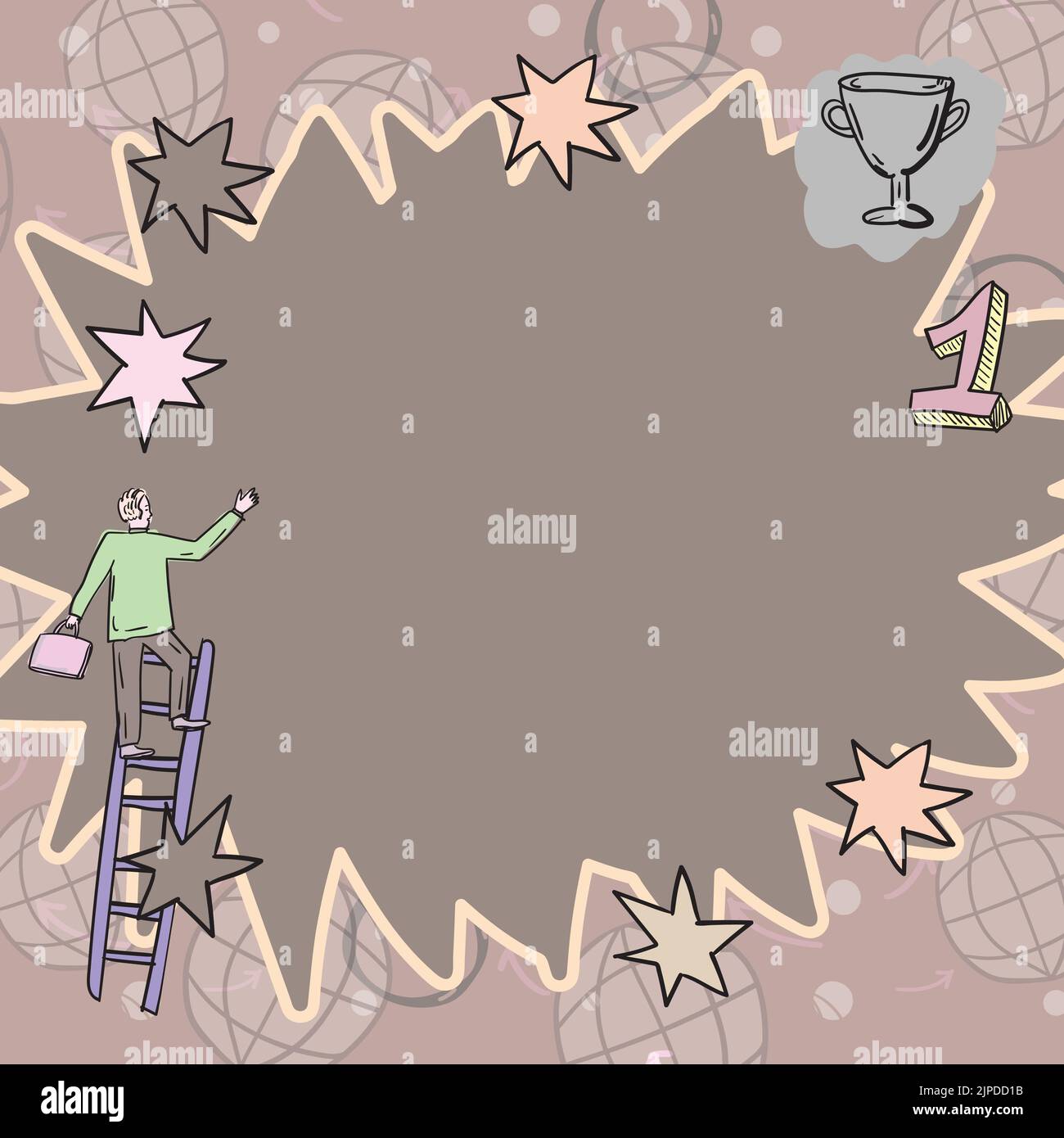Gentleman Climbing Up Ladder Trying To Reach Stars And Big Goals Stock ...