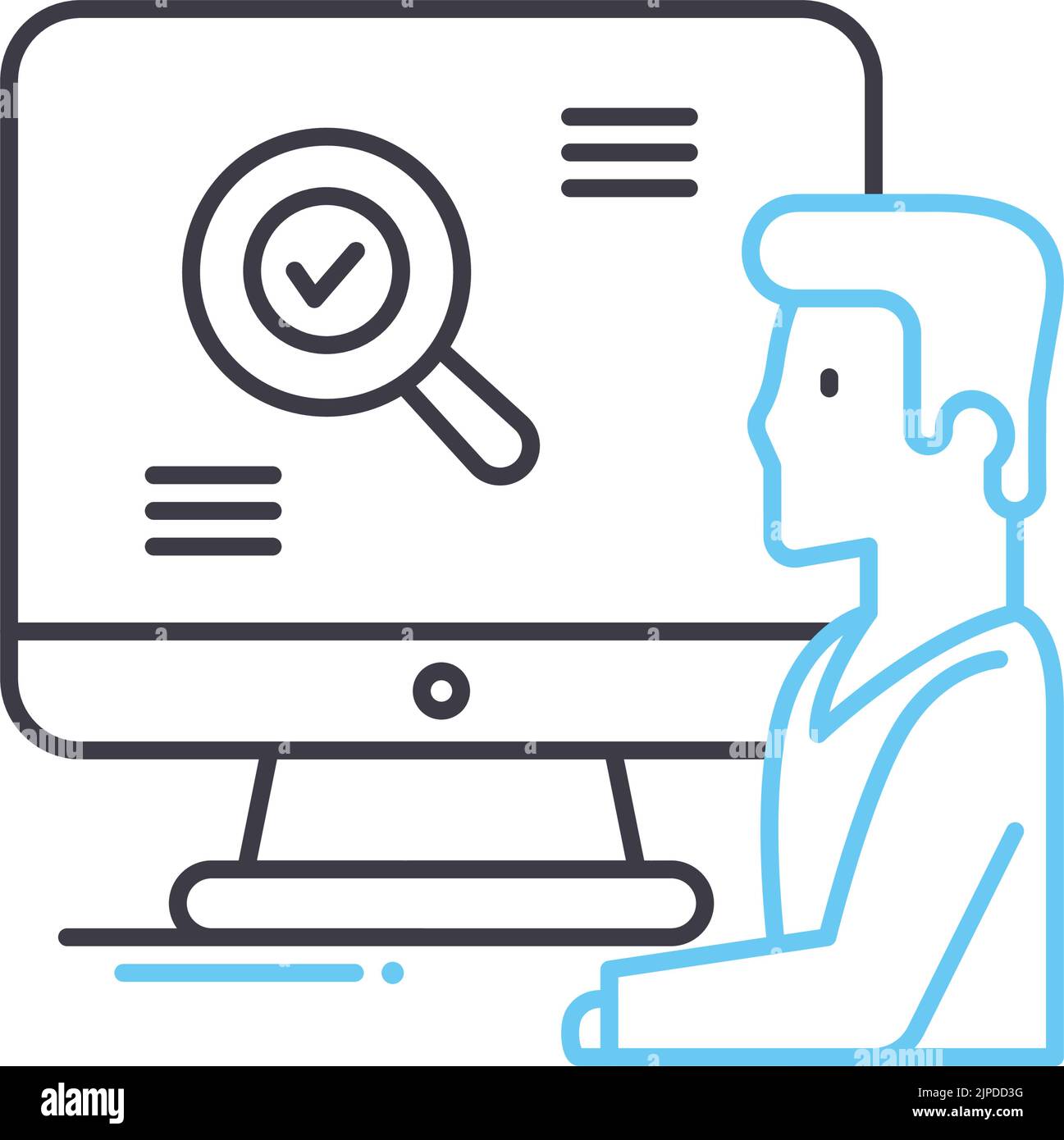 research work line icon, outline symbol, vector illustration, concept ...
