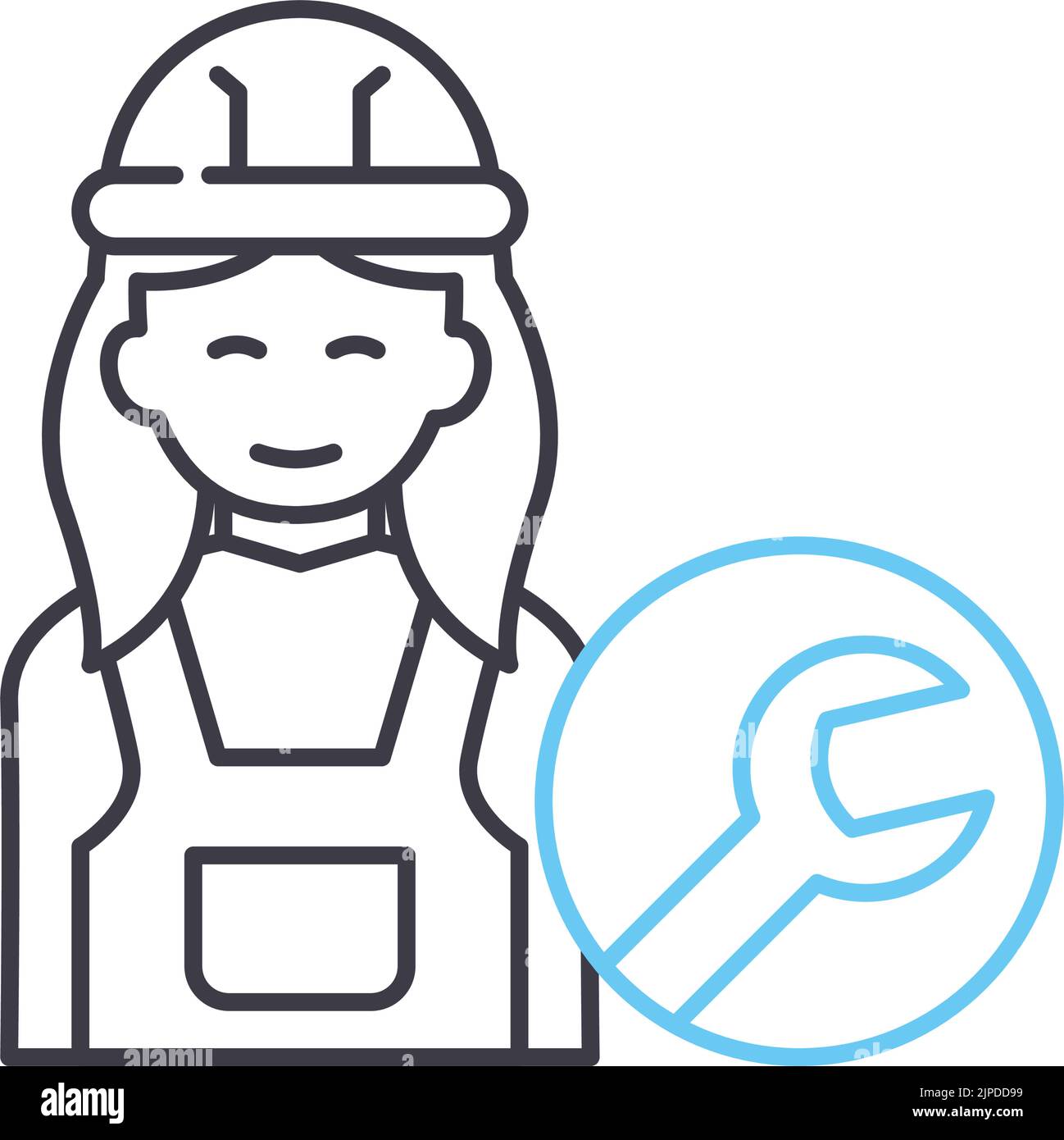 repair technician women line icon, outline symbol, vector illustration ...