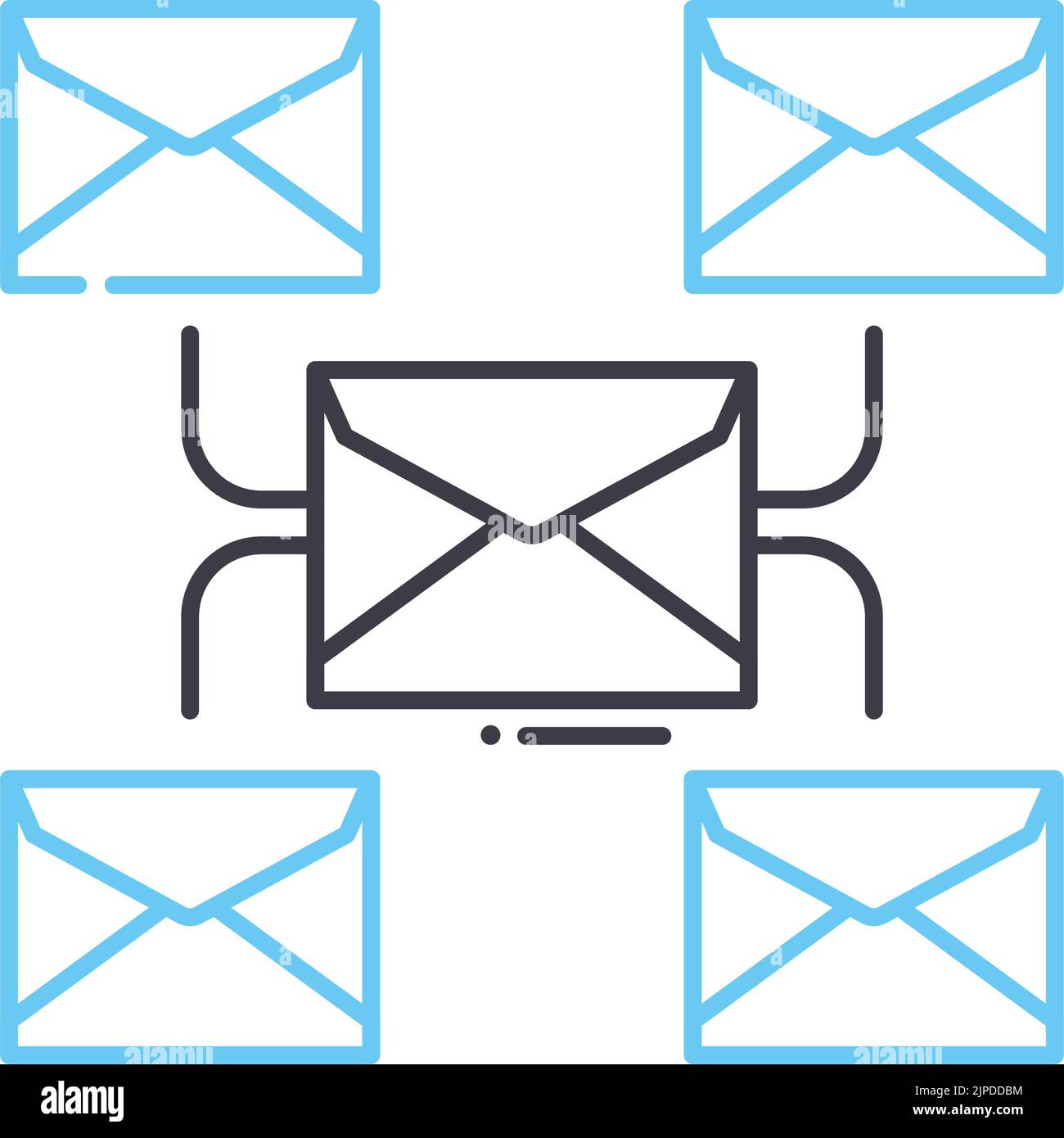 mail network line icon, outline symbol, vector illustration, concept ...