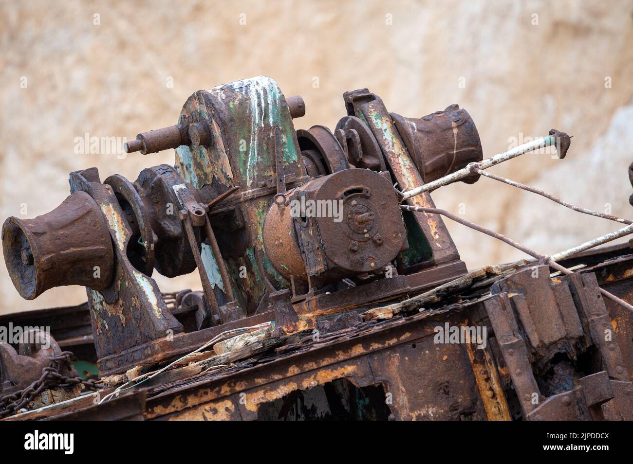 A closeup of a rusty wrecked ship in Zakynthos bay, Greece Stock Photo ...