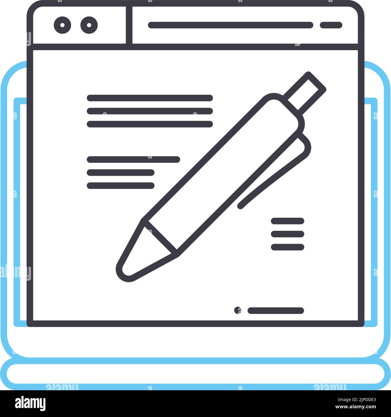 online copywriting line icon, outline symbol, vector illustration ...