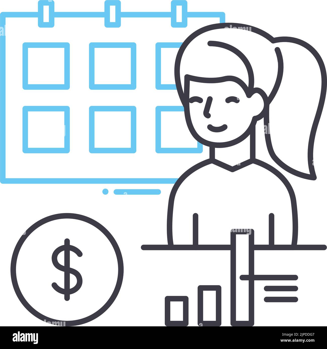 fixed income line icon, outline symbol, vector illustration, concept ...