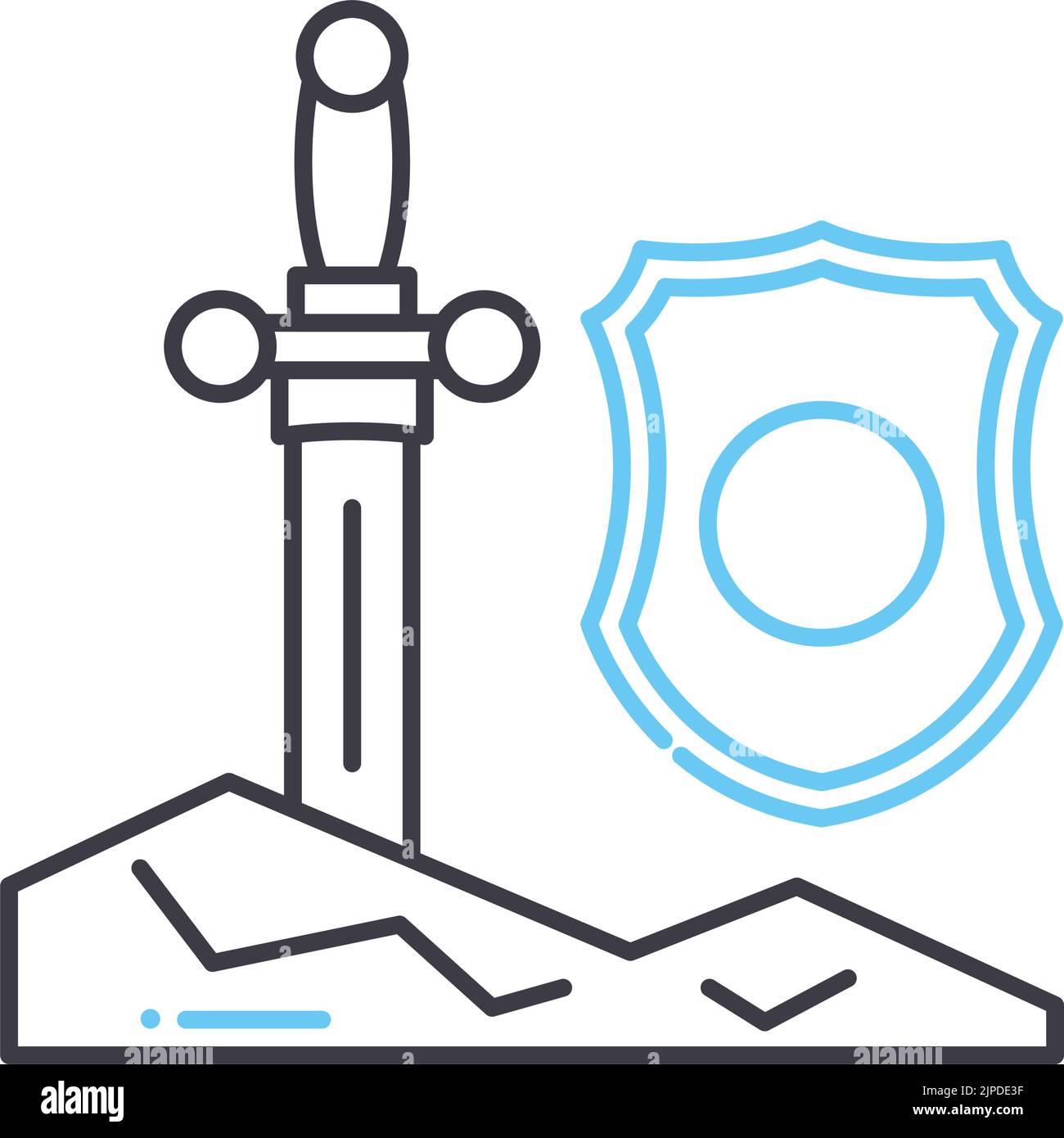 medieval war line icon, outline symbol, vector illustration, concept ...