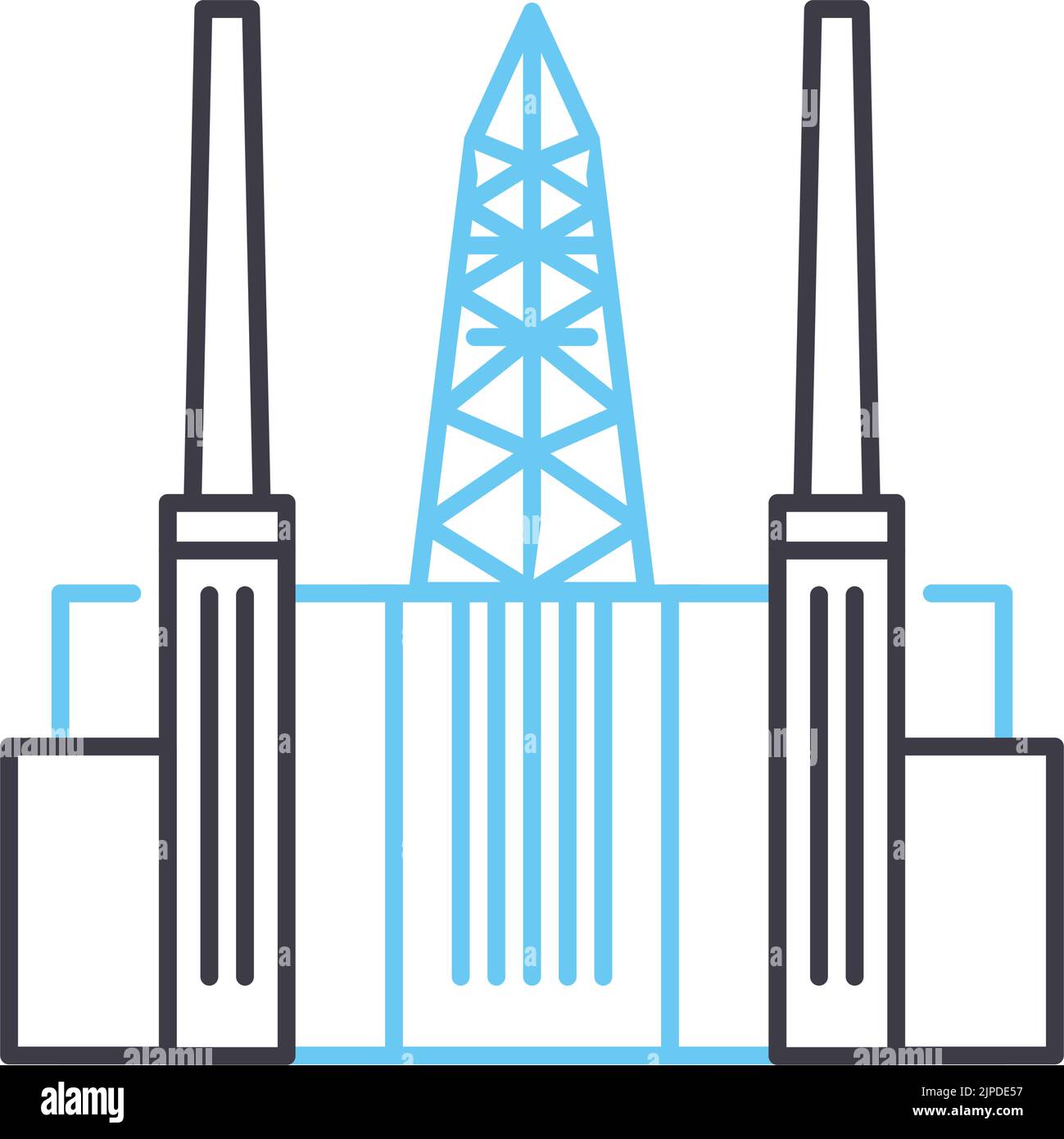 power station line icon, outline symbol, vector illustration, concept ...