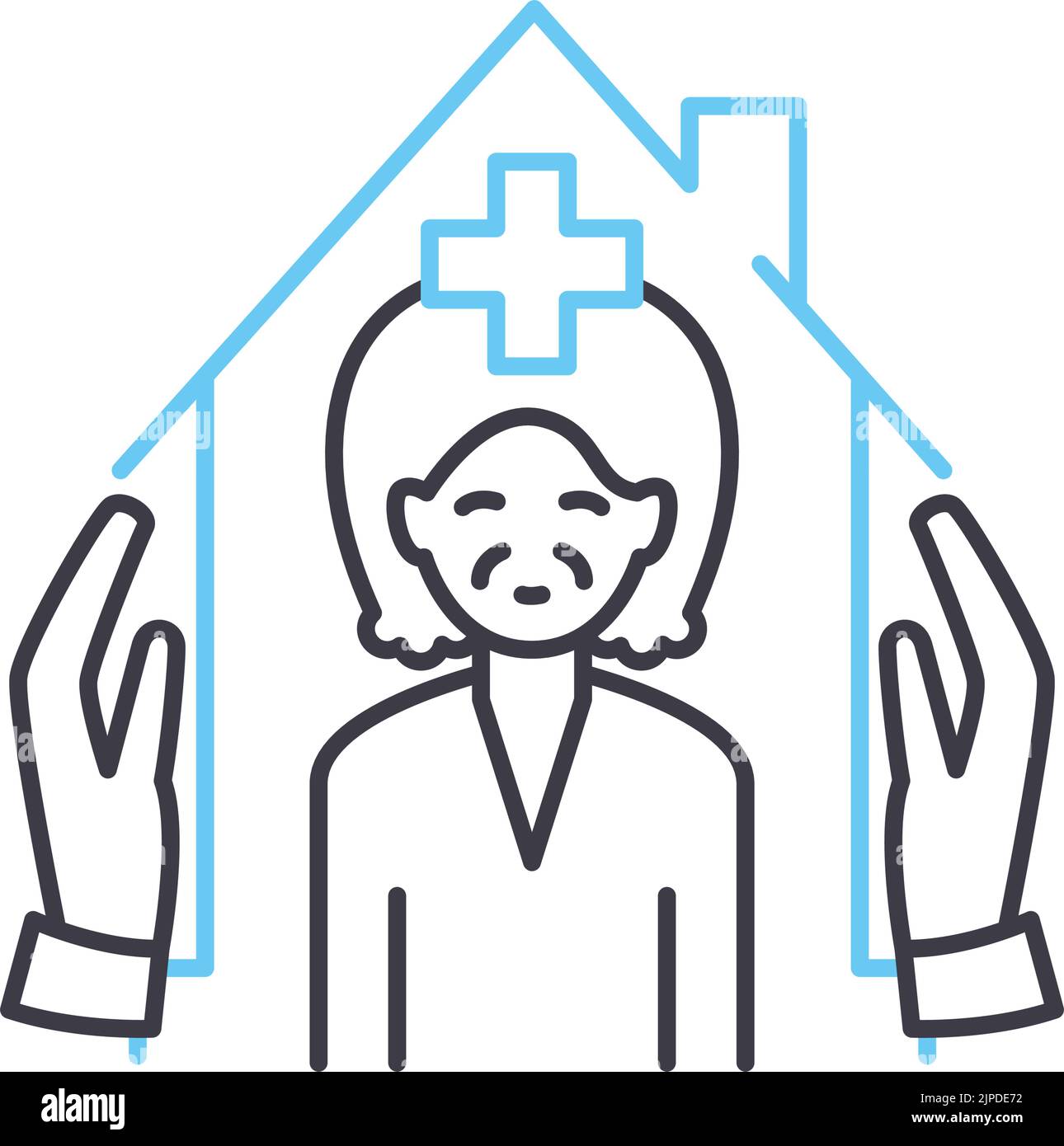 nursing home line icon, outline symbol, vector illustration, concept ...