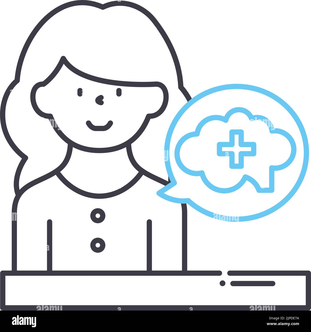 psychiatrist female line icon, outline symbol, vector illustration ...