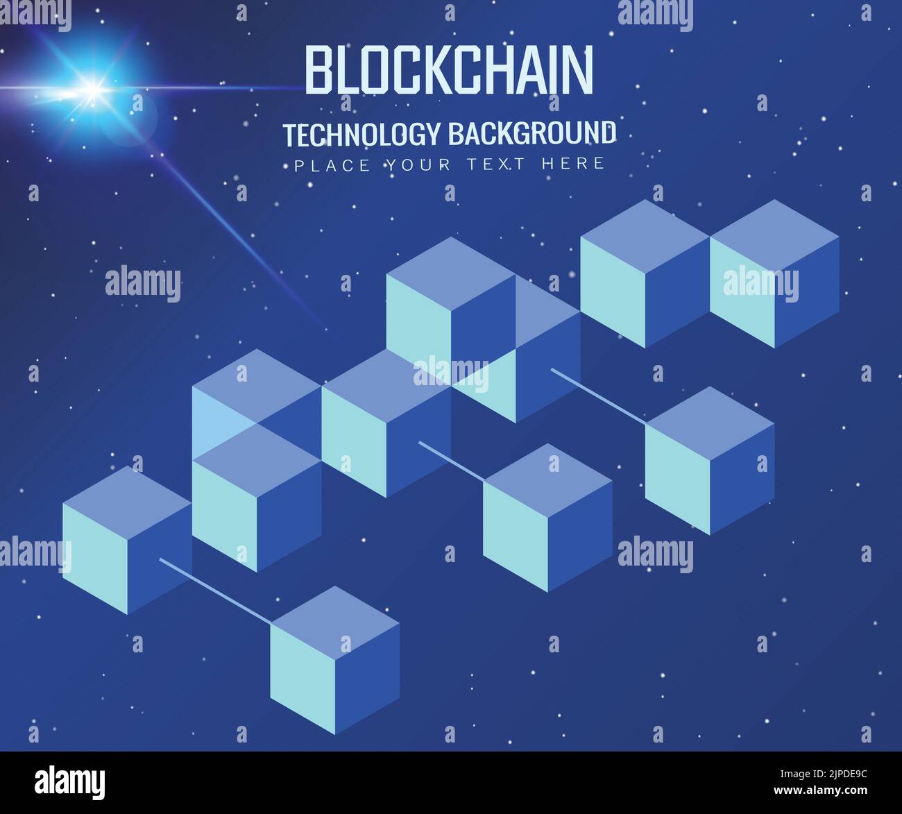 blockchain technology light concept background with data connected blue ...