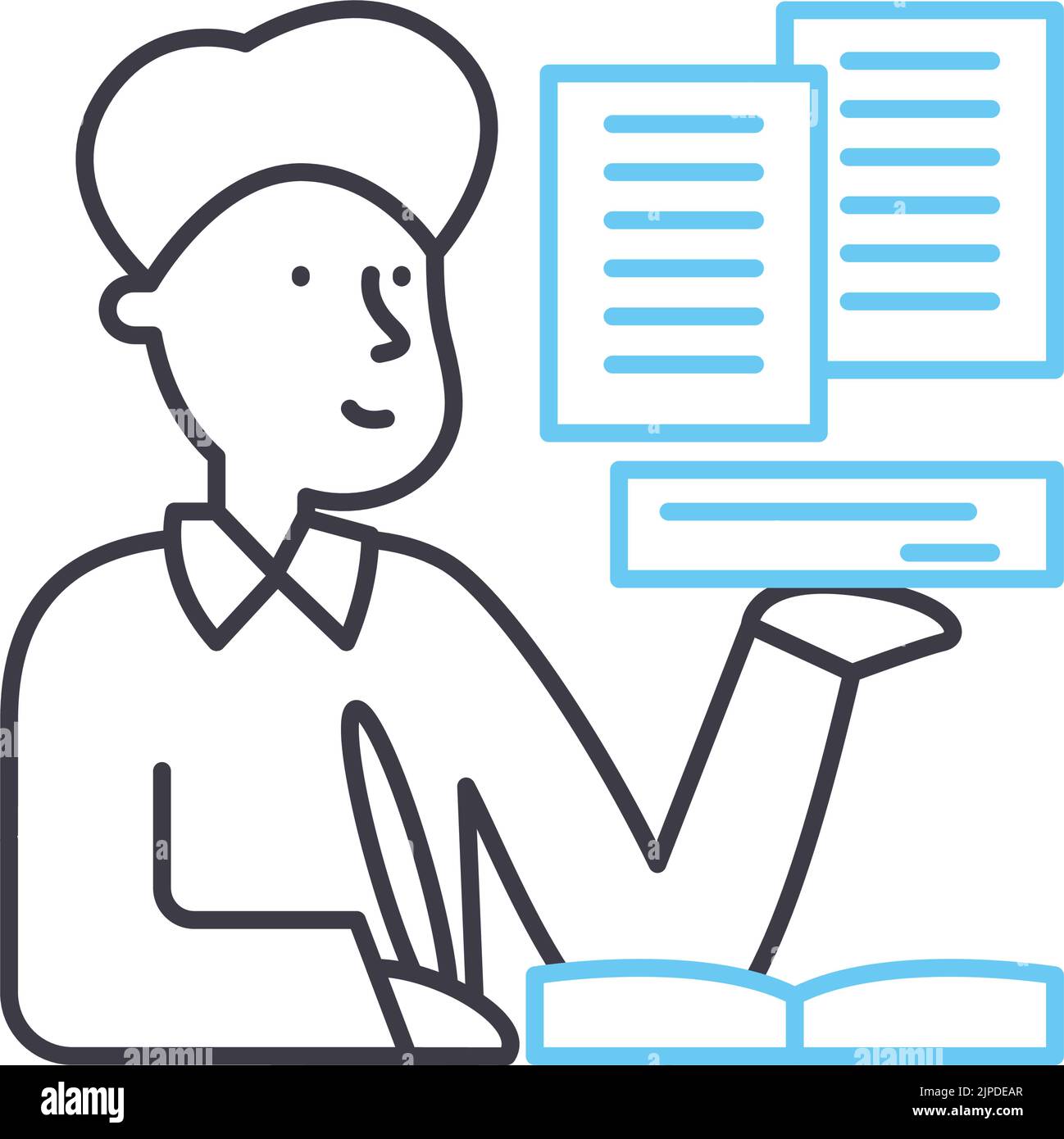 writer line icon, outline symbol, vector illustration, concept sign ...