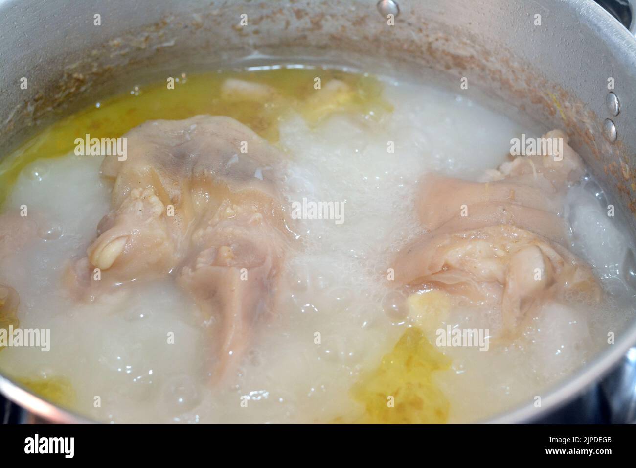 Selective focus of an Arabic Egyptian cuisine of kawareh soup ...