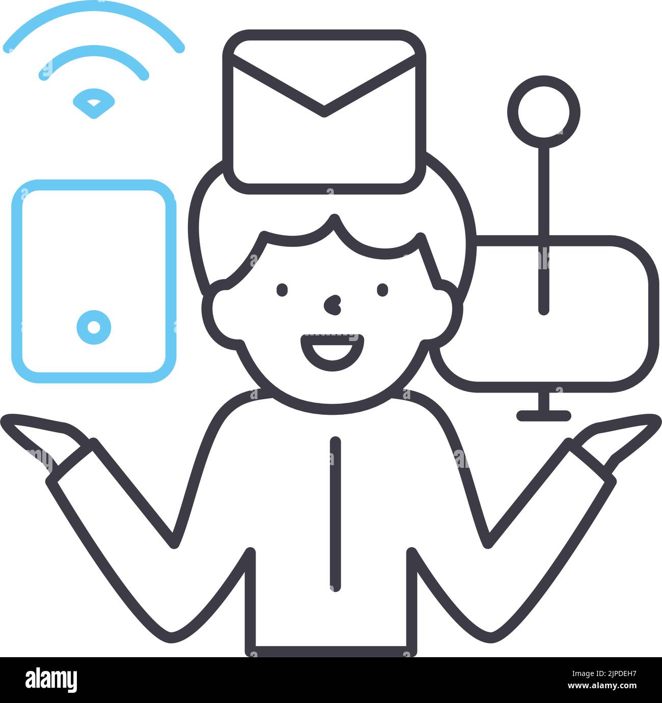 multi tasking line icon, outline symbol, vector illustration, concept sign Stock Vector Image ...