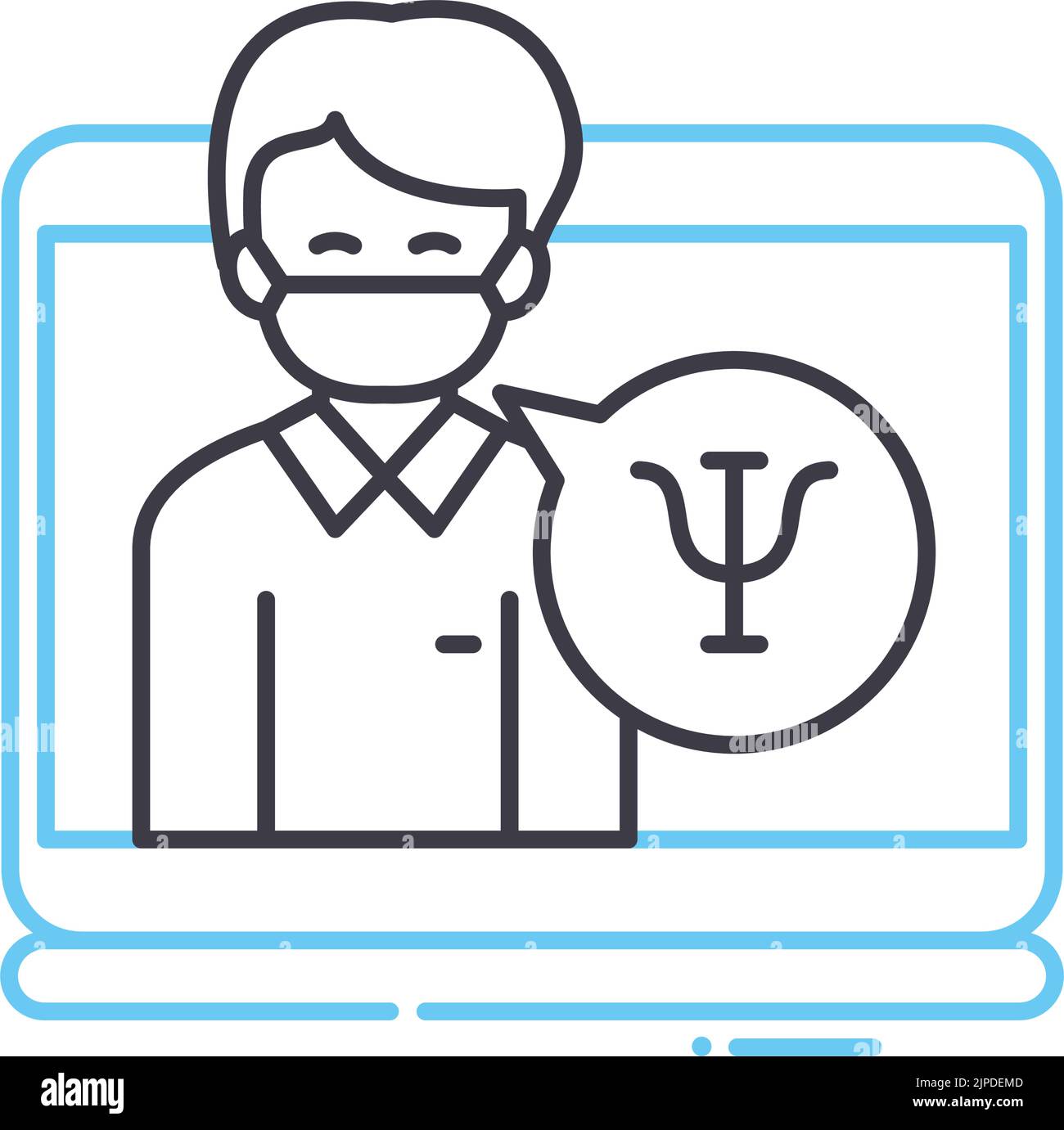 virtual psychologist line icon, outline symbol, vector illustration ...