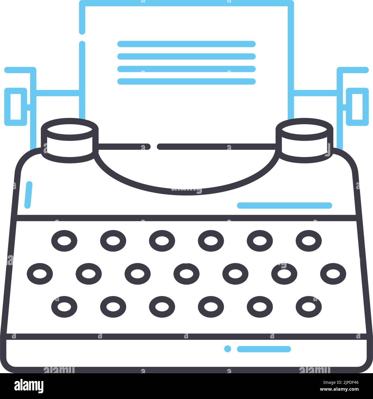 typewriter line icon, outline symbol, vector illustration, concept sign ...