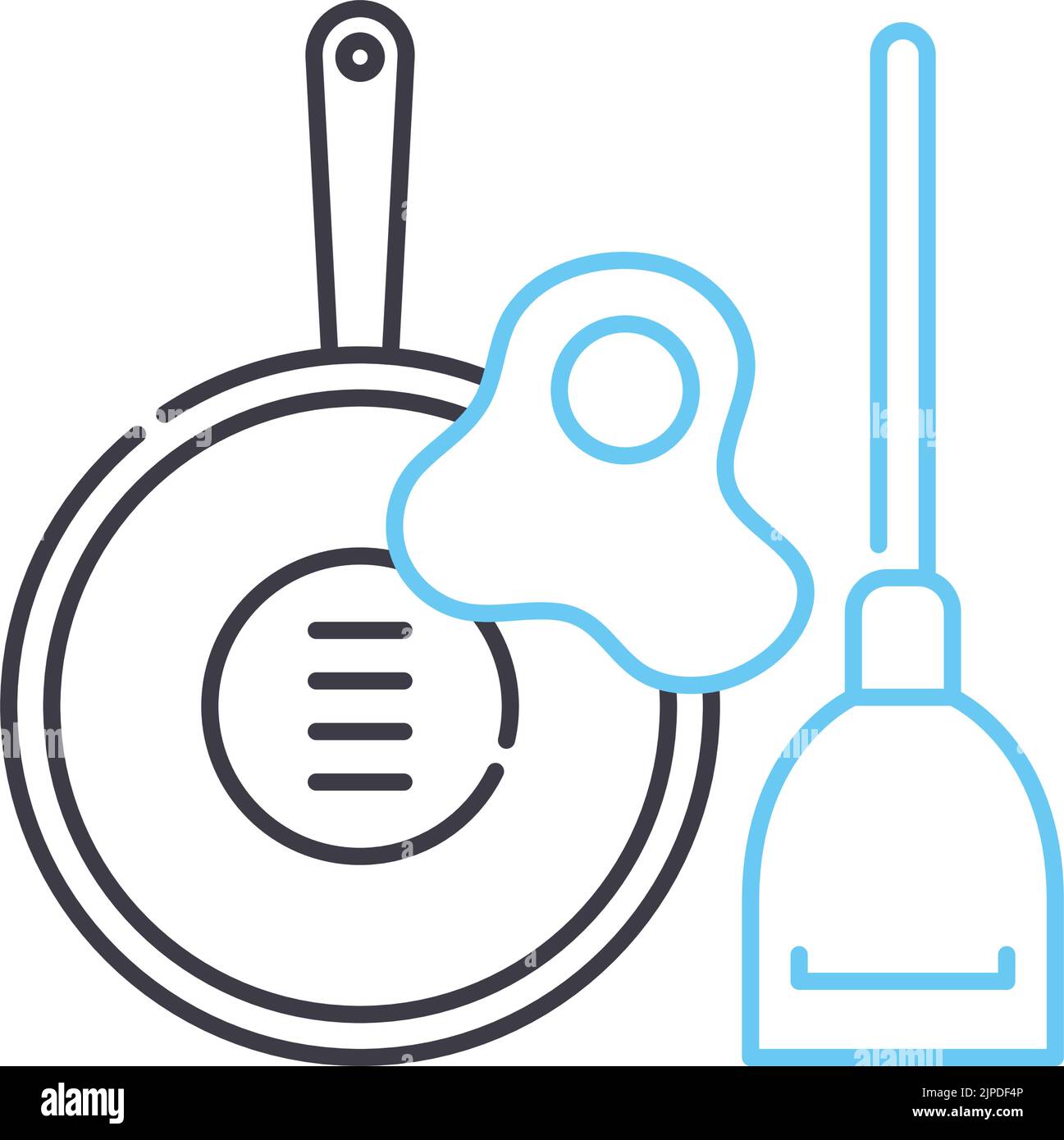frying pan line icon, outline symbol, vector illustration, concept sign ...