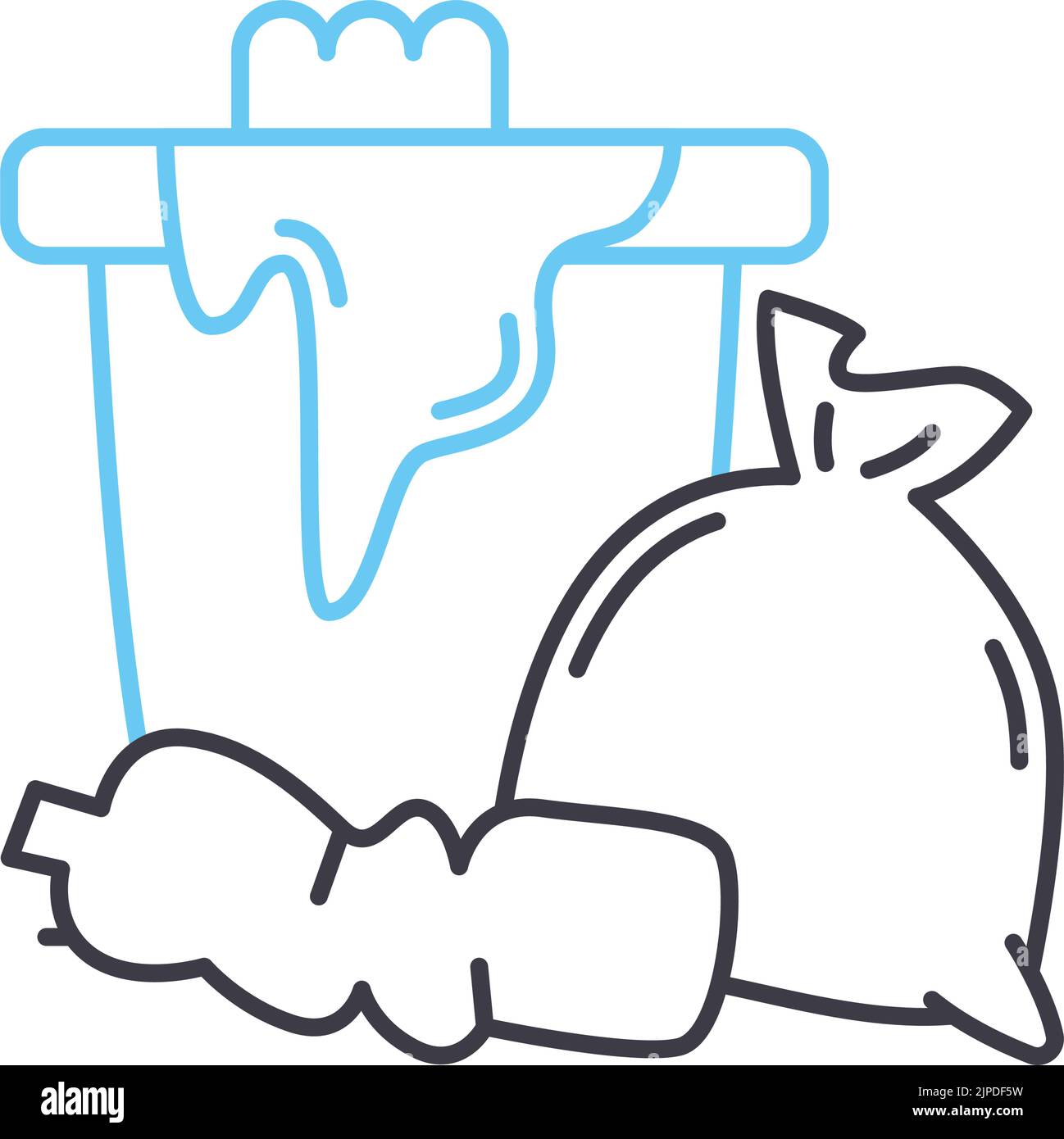 garbage dump line icon, outline symbol, vector illustration, concept ...