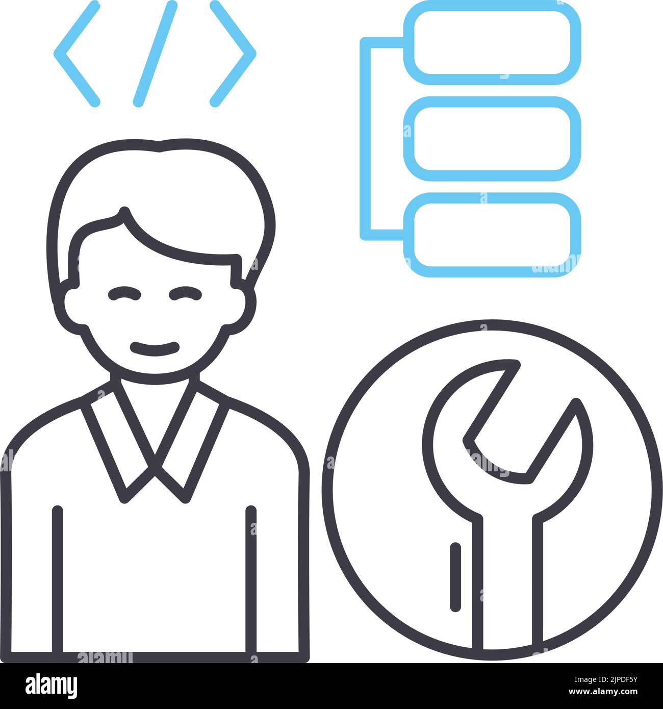 full stack designer line icon, outline symbol, vector illustration ...