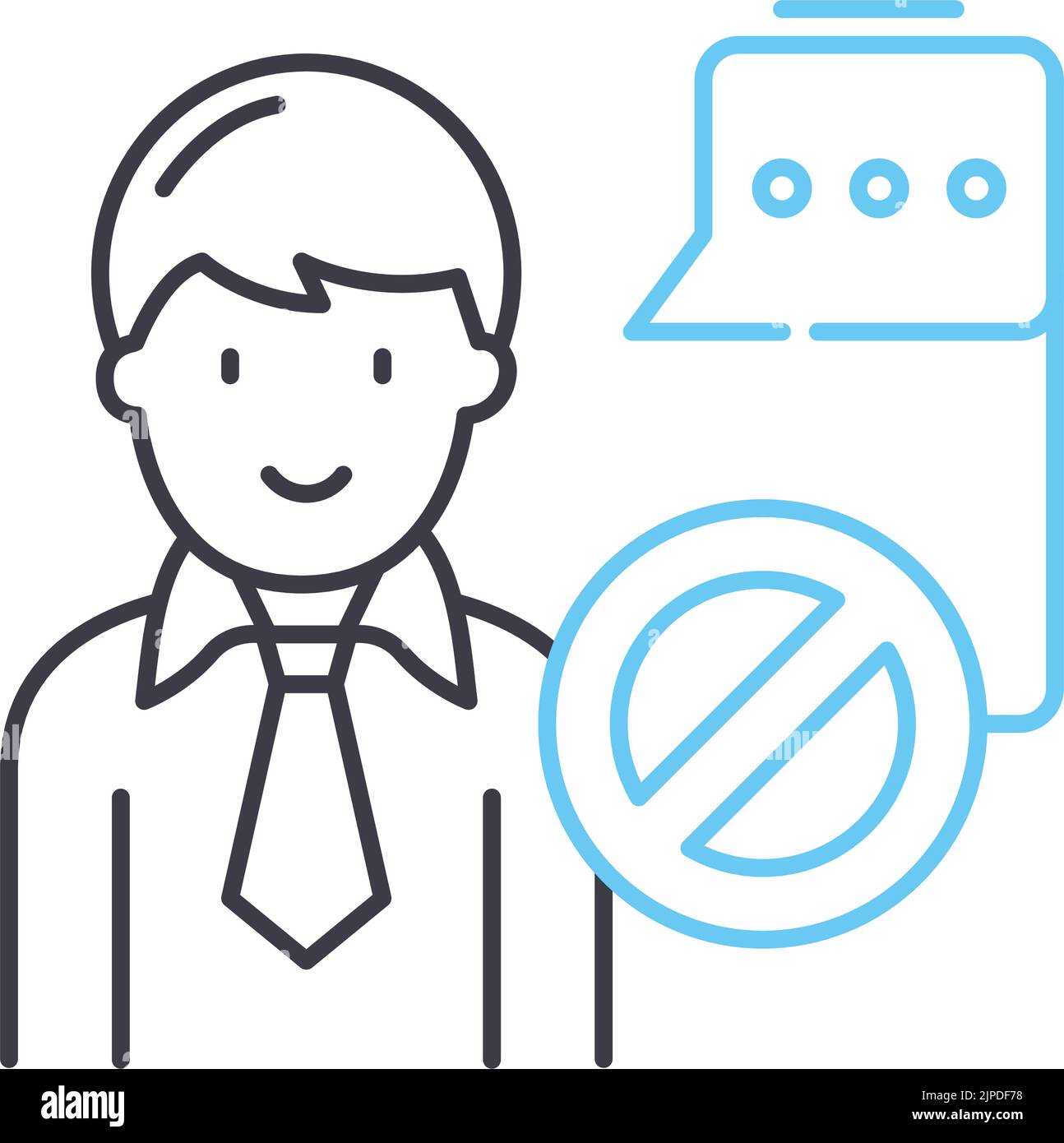 stop talking line icon, outline symbol, vector illustration, concept ...
