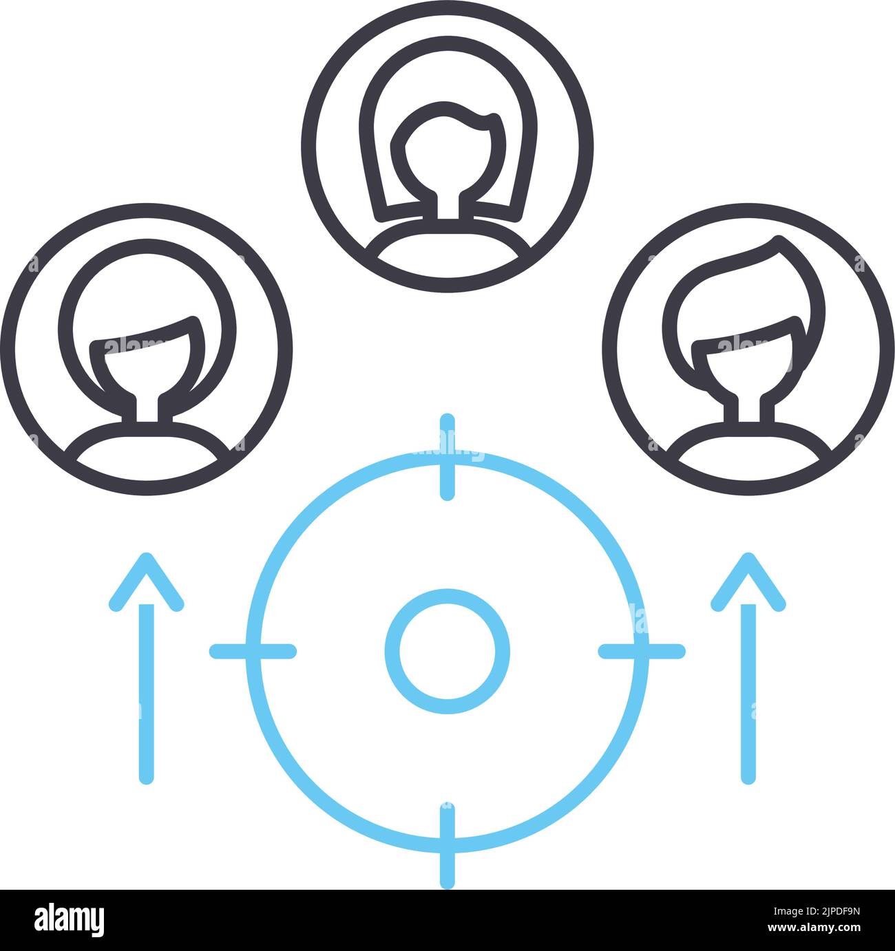 team focus line icon, outline symbol, vector illustration, concept sign ...