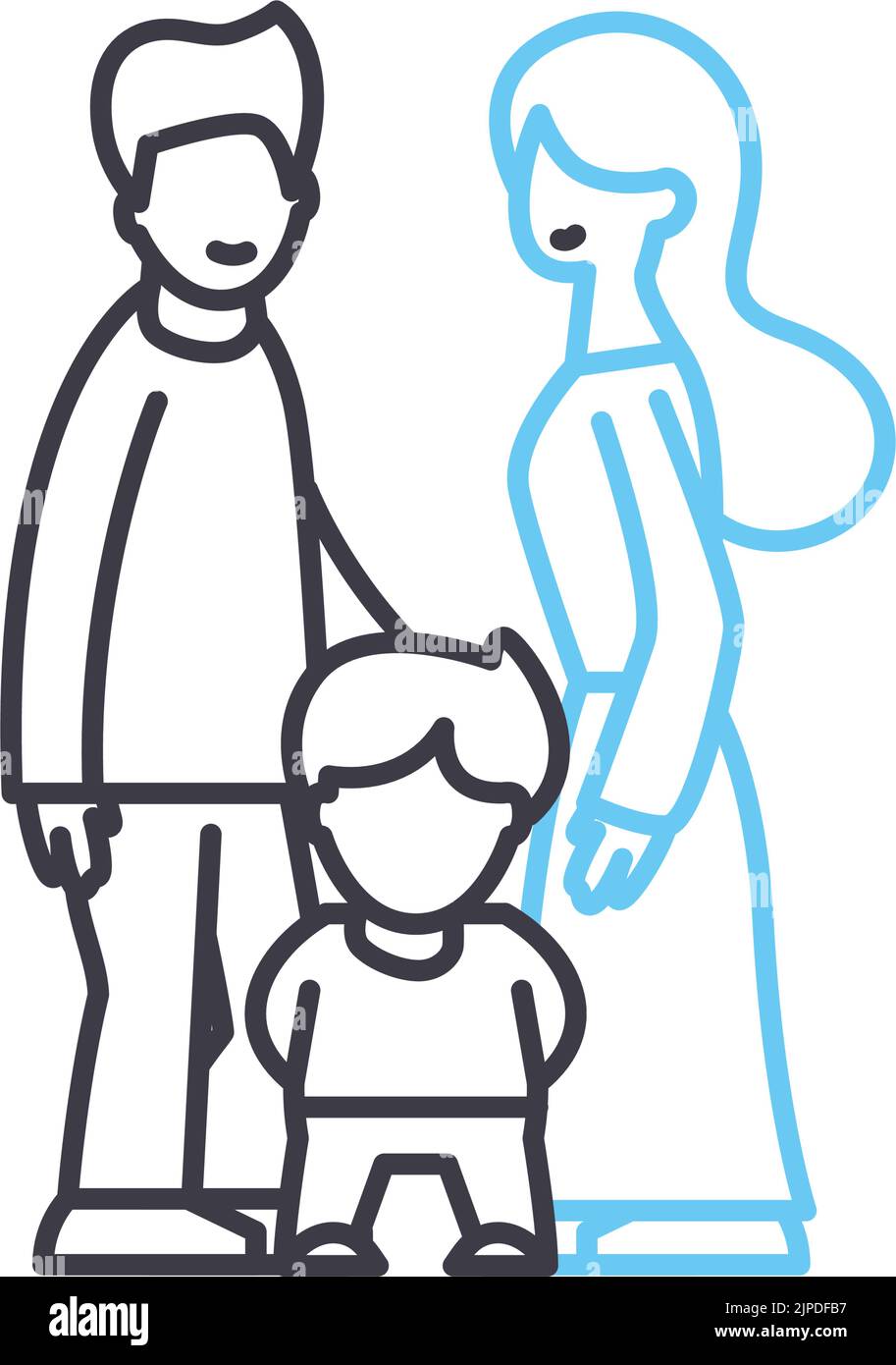parent with kids line icon, outline symbol, vector illustration ...