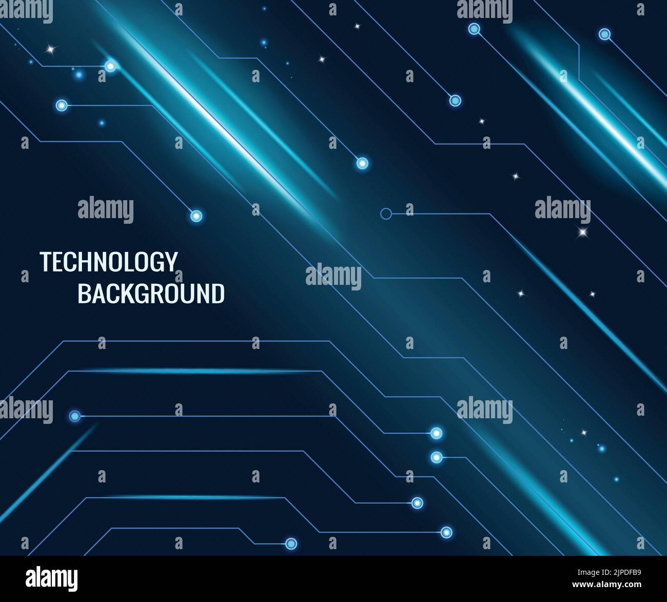 Abstract technology concept particle connection background with blue ...