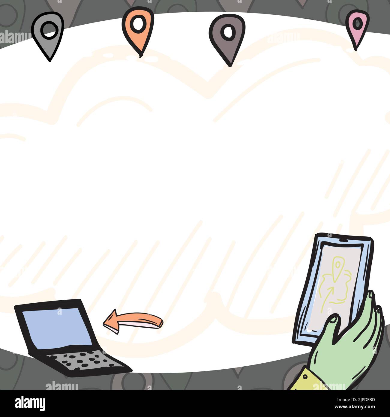 Hand Holding Smartphone Displaying Graphical Location Navigation Pin ...