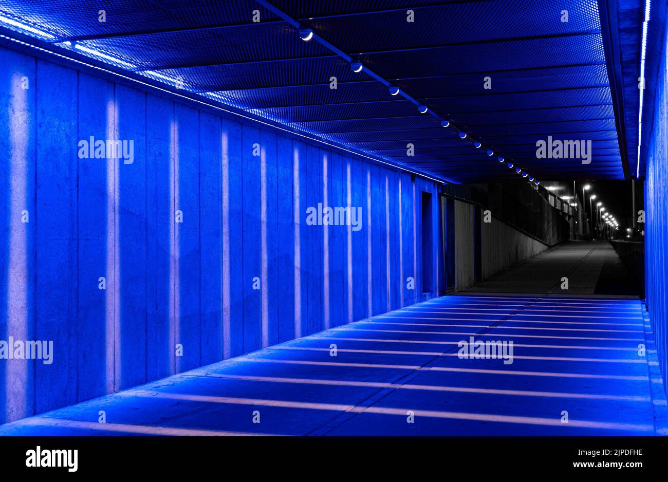 blue neon lights in a tunnel Stock Photo - Alamy