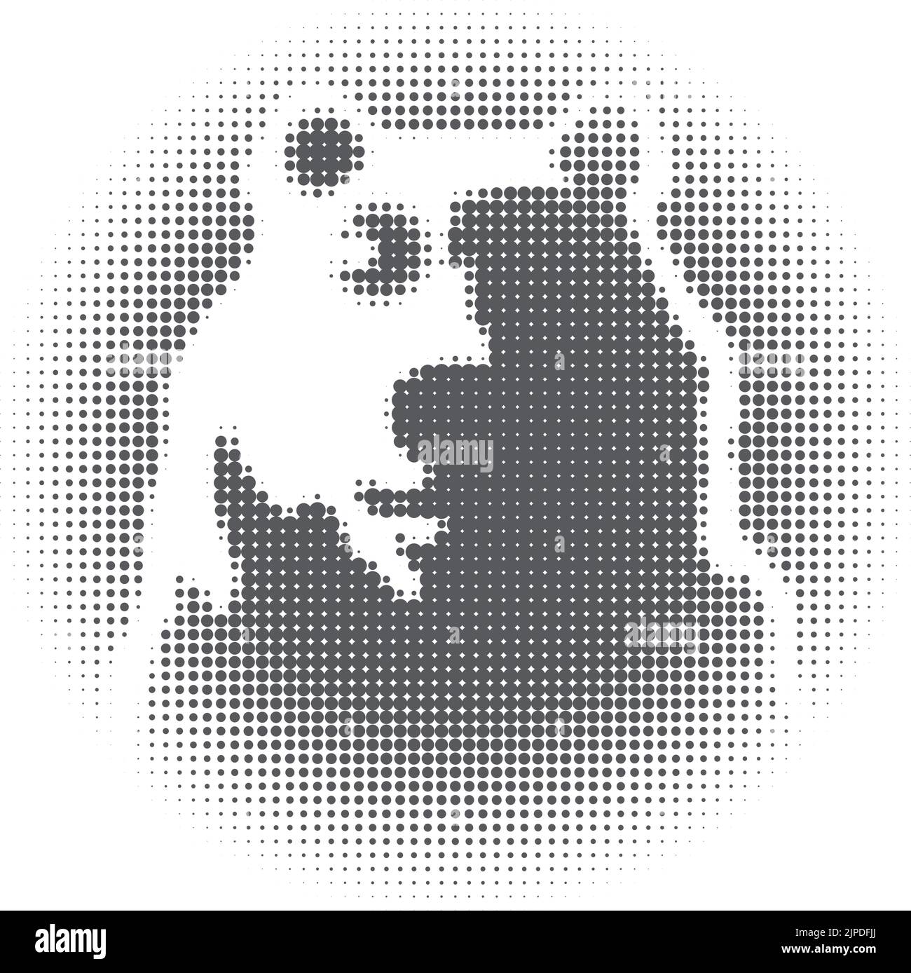 Bear halftone vector illustration black dots animal design isolated on ...