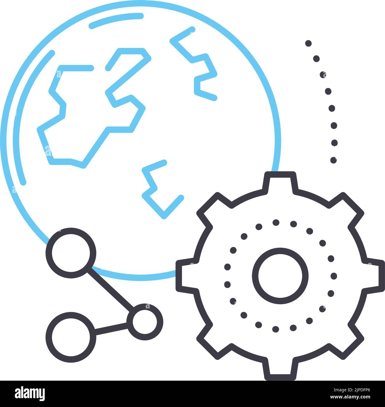 global sharing line icon, outline symbol, vector illustration, concept ...