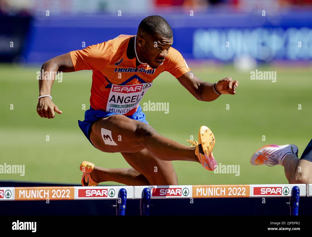 MUNICH - Ramsey Angela in action during the 400 meters hurdles on the ...