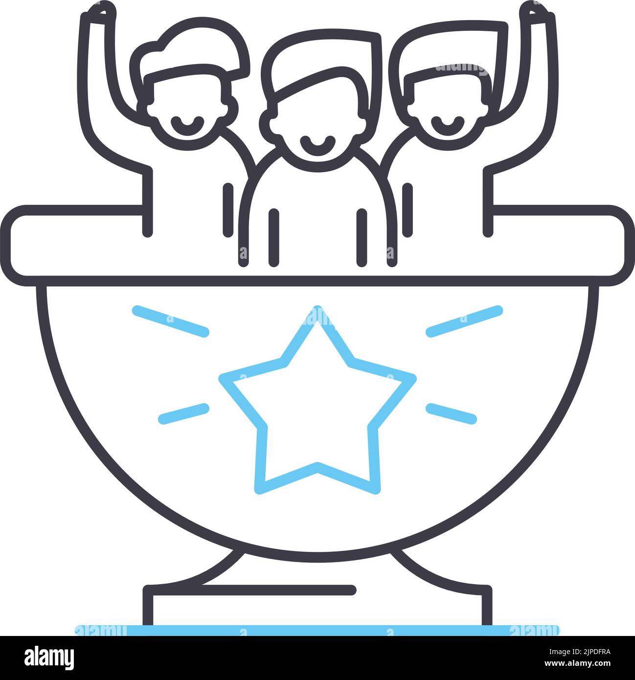 winning team line icon, outline symbol, vector illustration, concept ...