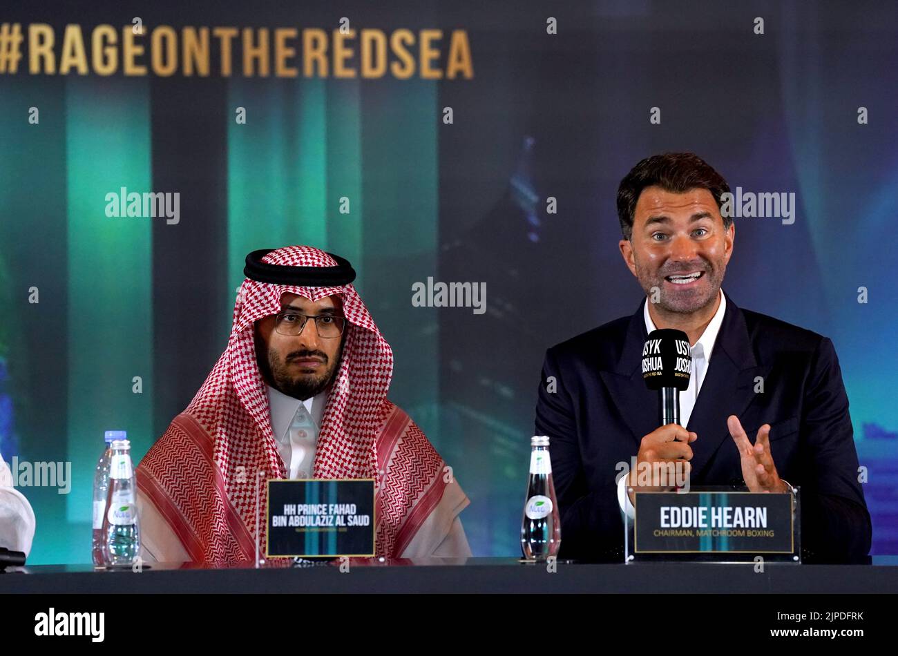 Prince Fahad Bin Abdulaziz Al Saud (left) and Eddie Hearn during a ...