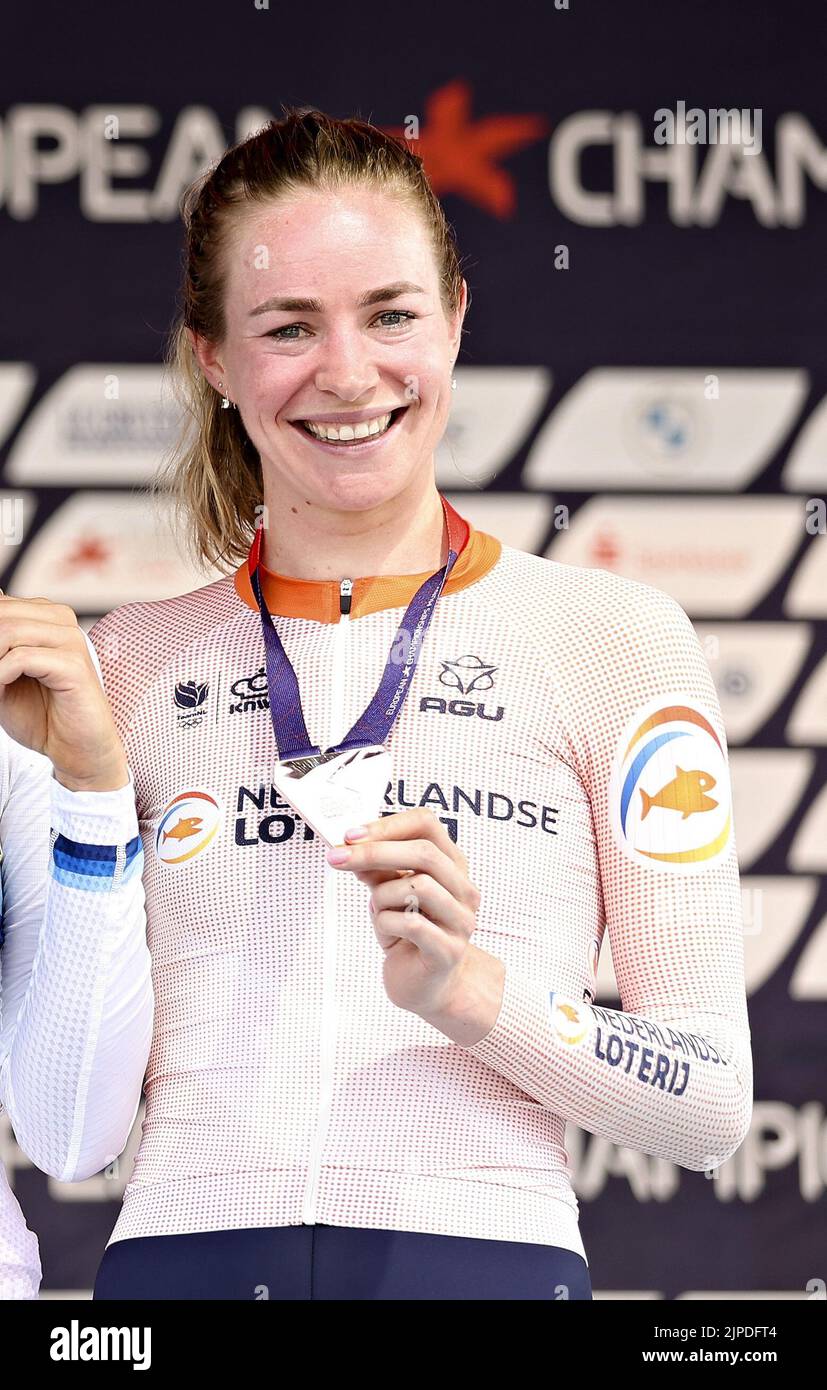 MUNCHEN - Riejanne Markus with the bronze medal for the time trial ...