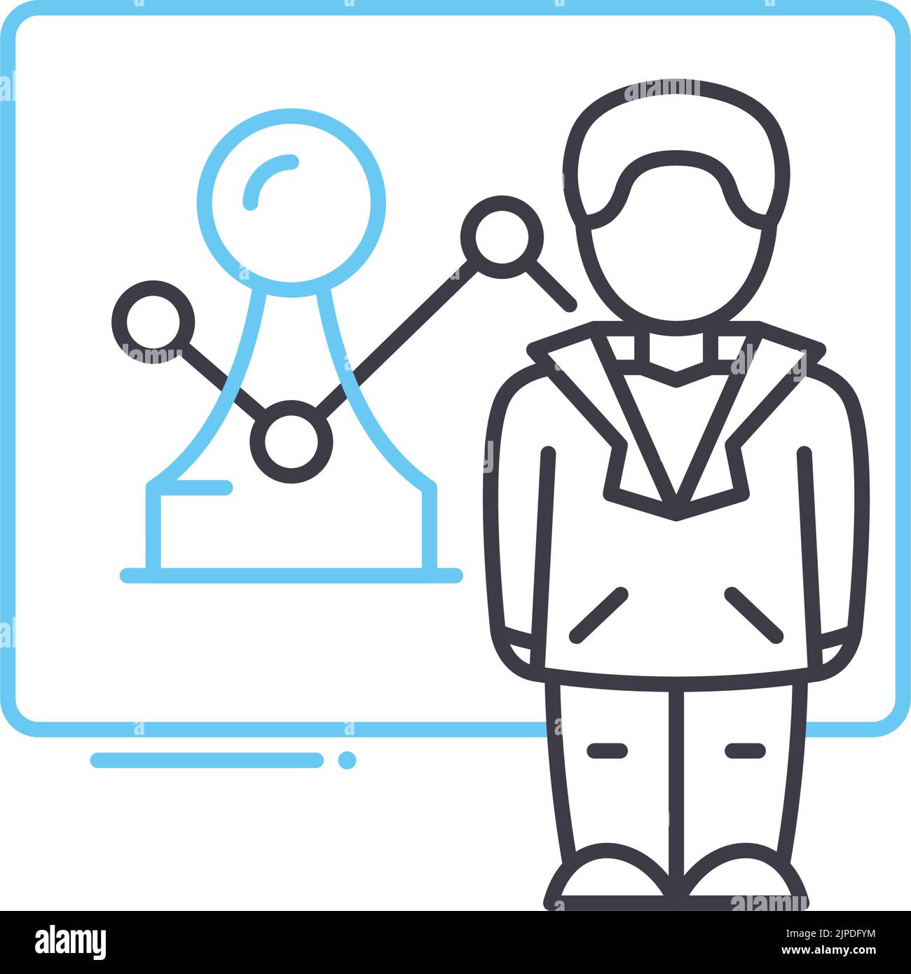Strategic Plan Presentation Line Icon Outline Symbol Vector