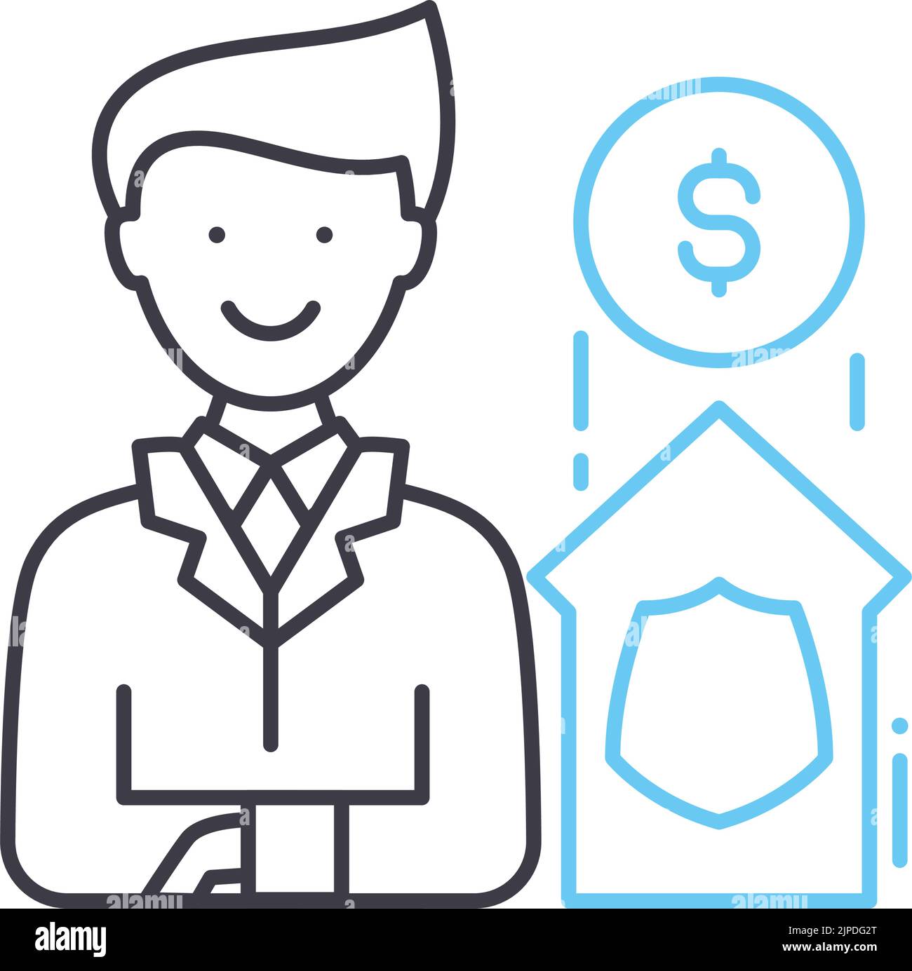 insuarance broker line icon, outline symbol, vector illustration ...