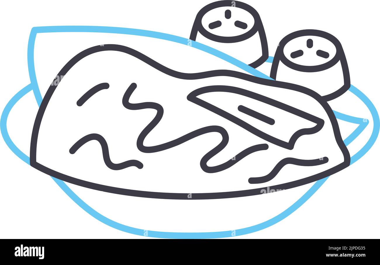 nasi goreng line icon, outline symbol, vector illustration, concept ...