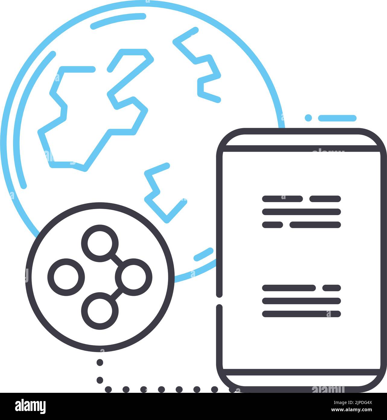 mobile connection line icon, outline symbol, vector illustration ...