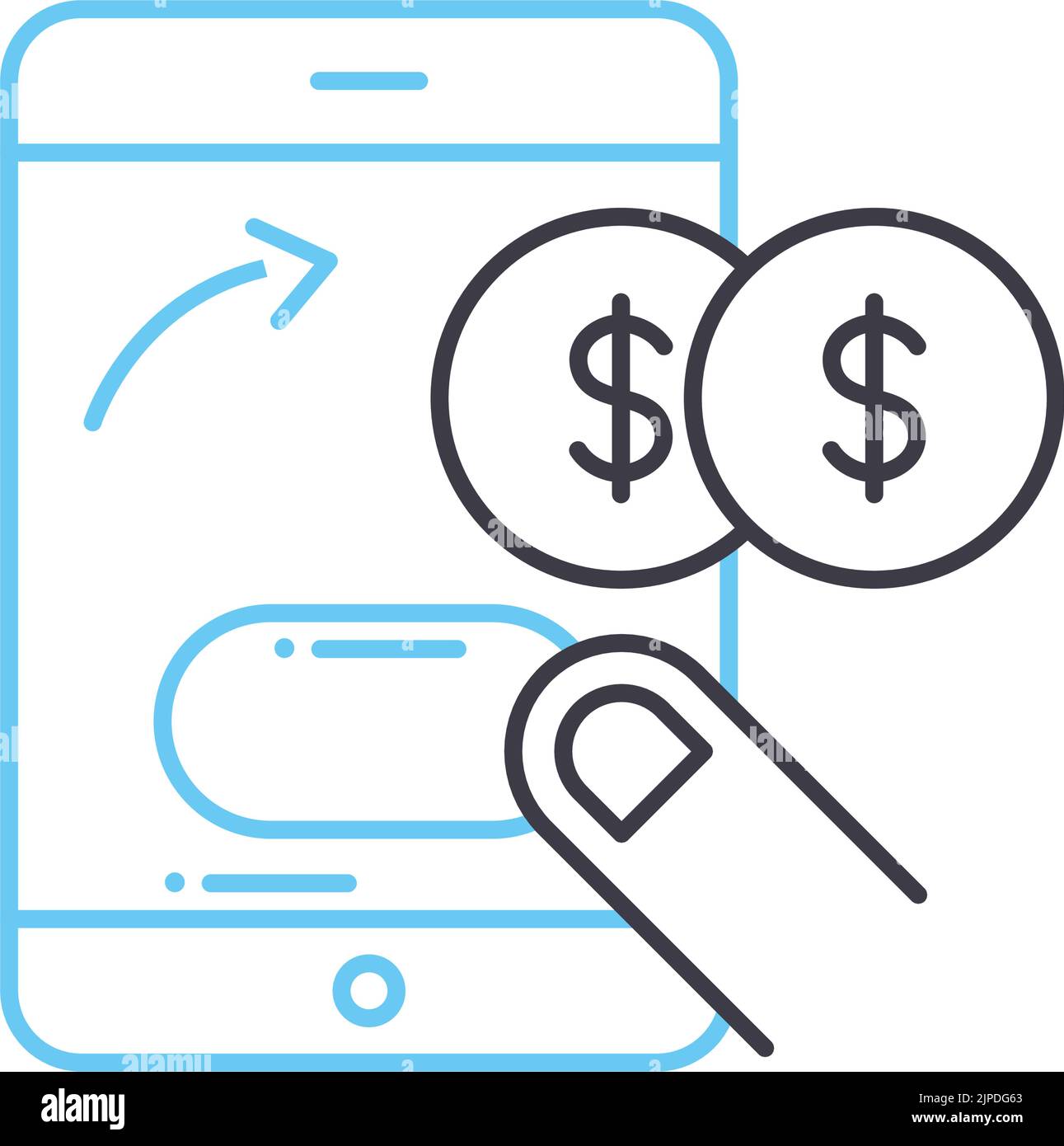 press money line icon, outline symbol, vector illustration, concept ...