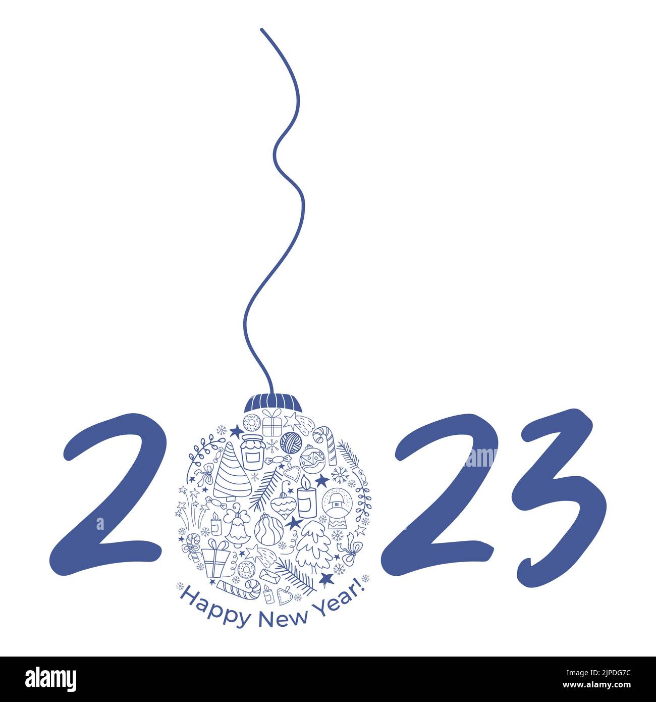2023. Happy New Year. Date of year and christmas ball from christmas ...