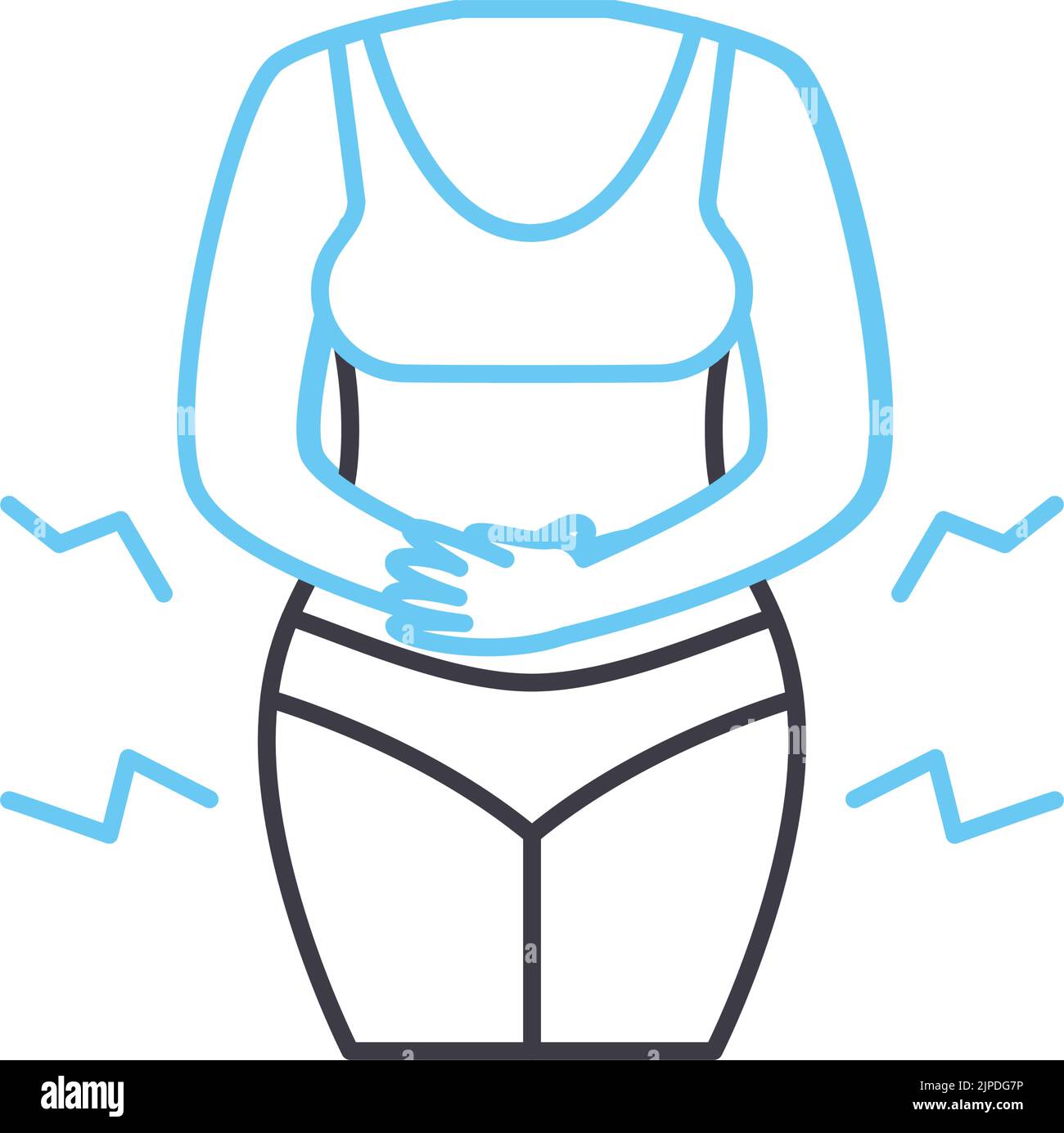 menstrual pain line icon, outline symbol, vector illustration, concept ...