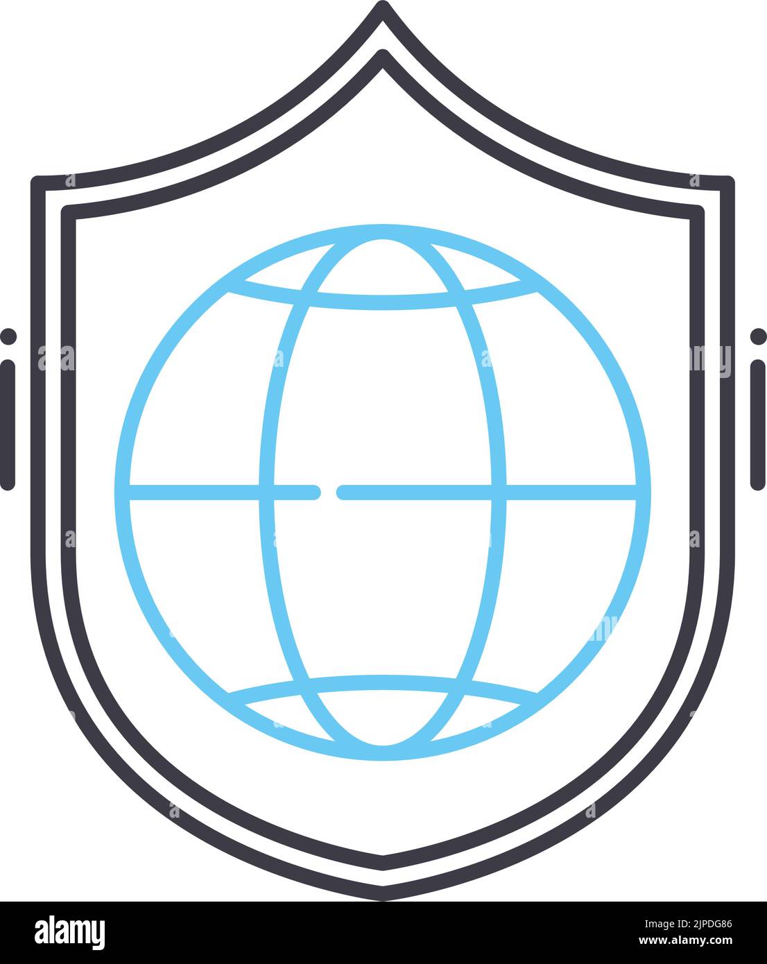 global protection line icon, outline symbol, vector illustration ...
