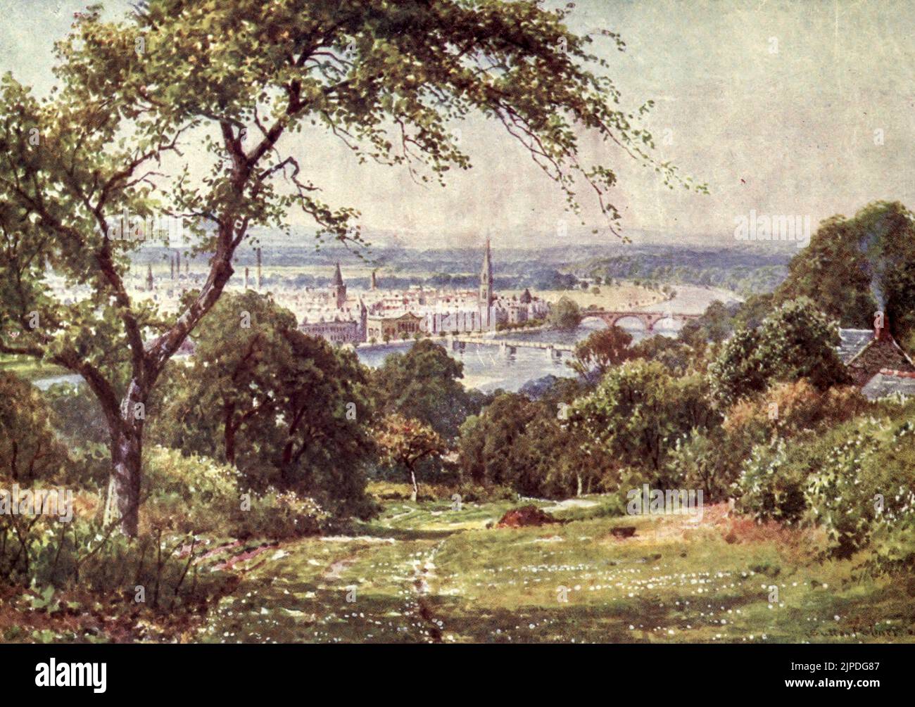 Perth from the Slopes of Kinnoul Hill painted by Sutton Palmer from the ...