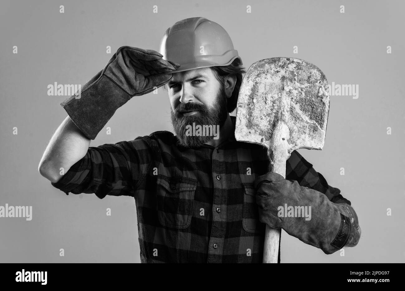 Confident in his style. mature guy builder with beard and moustache ...