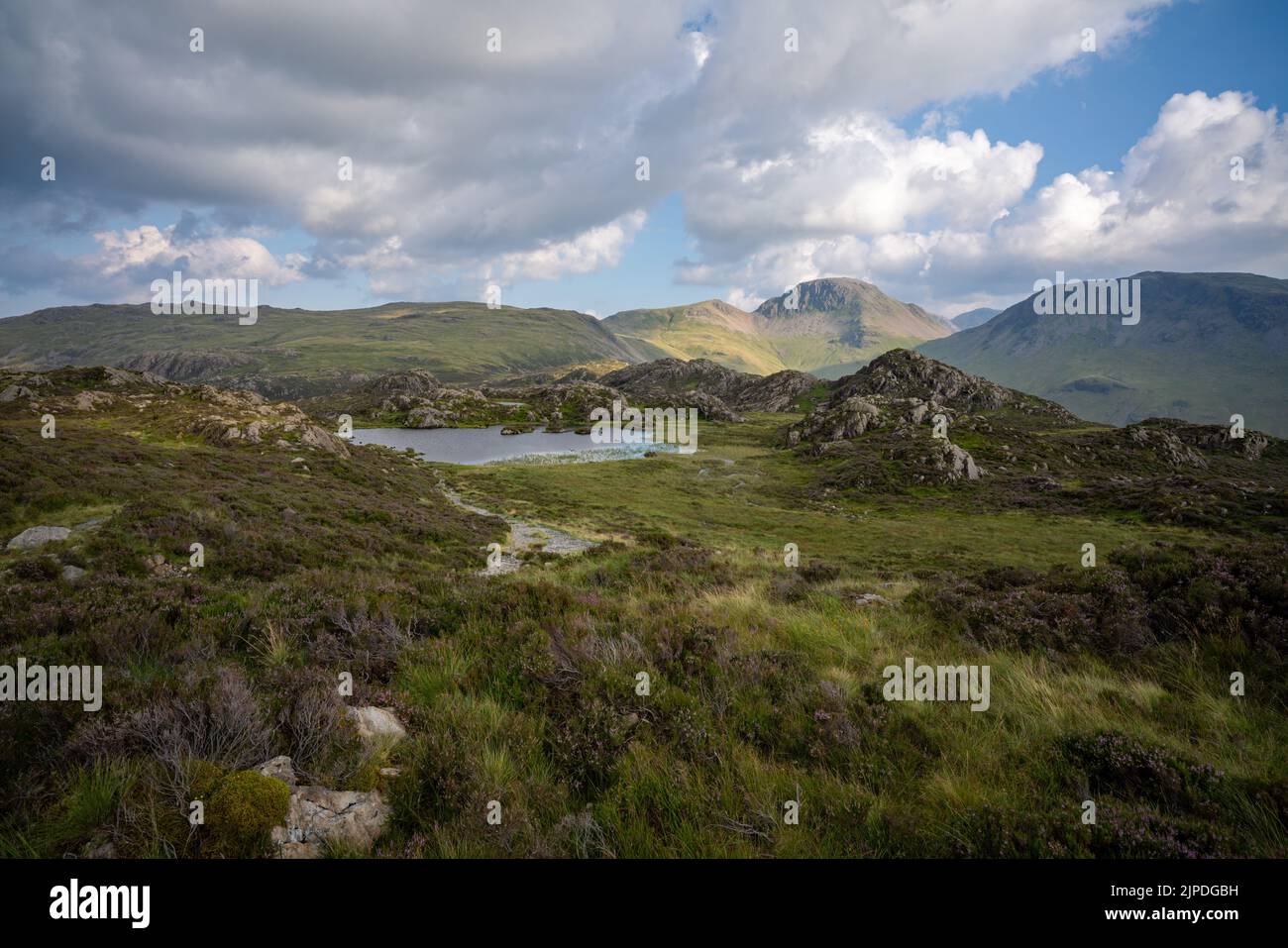 View of Innominate Tarn overlooked by Green Gable and Great Gable ...