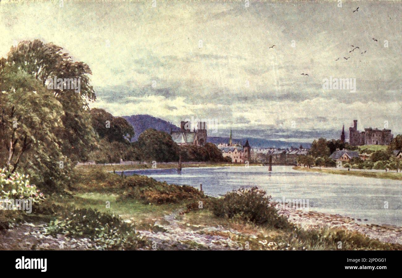 Inverness from near the Islands painted by Sutton Palmer from the book ...