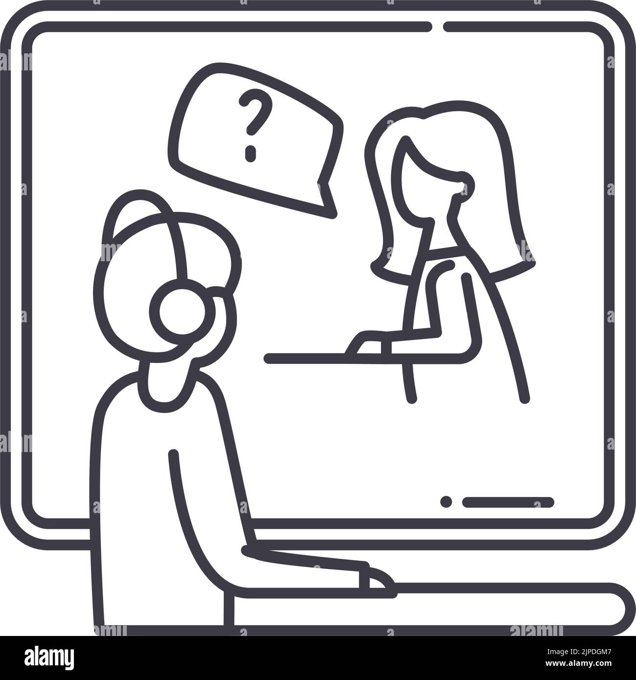 support line icon, outline symbol, vector illustration, concept sign ...