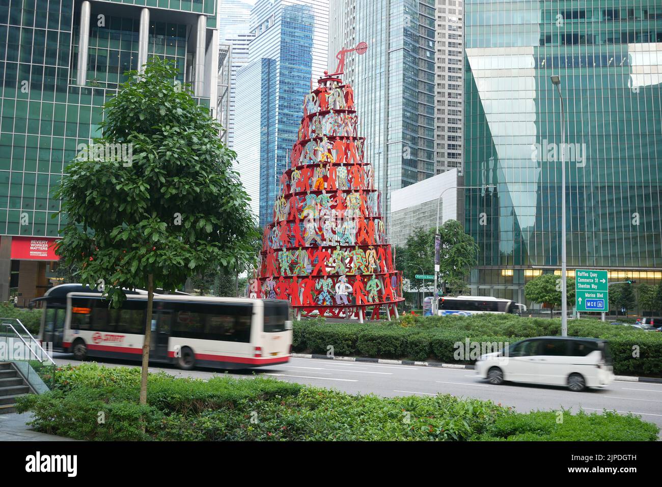Singapore, marina bay 1st june 2022. low angle view of ocean financial ...