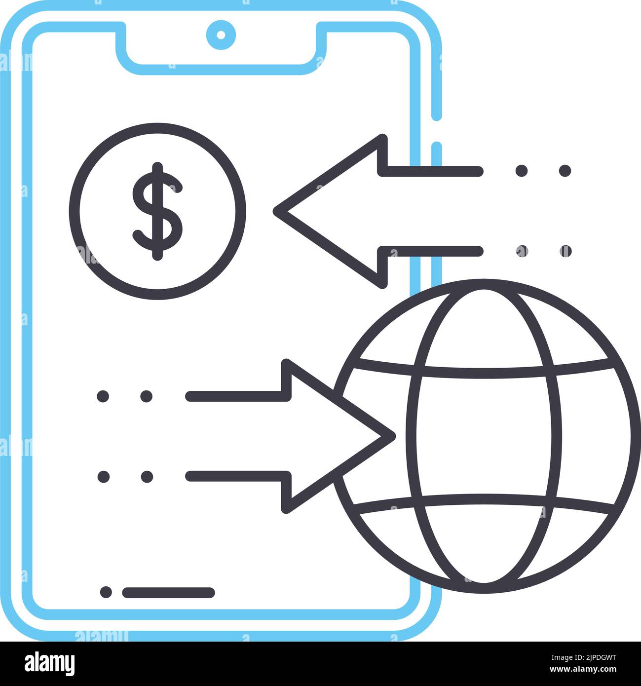remittance line icon, outline symbol, vector illustration, concept sign ...