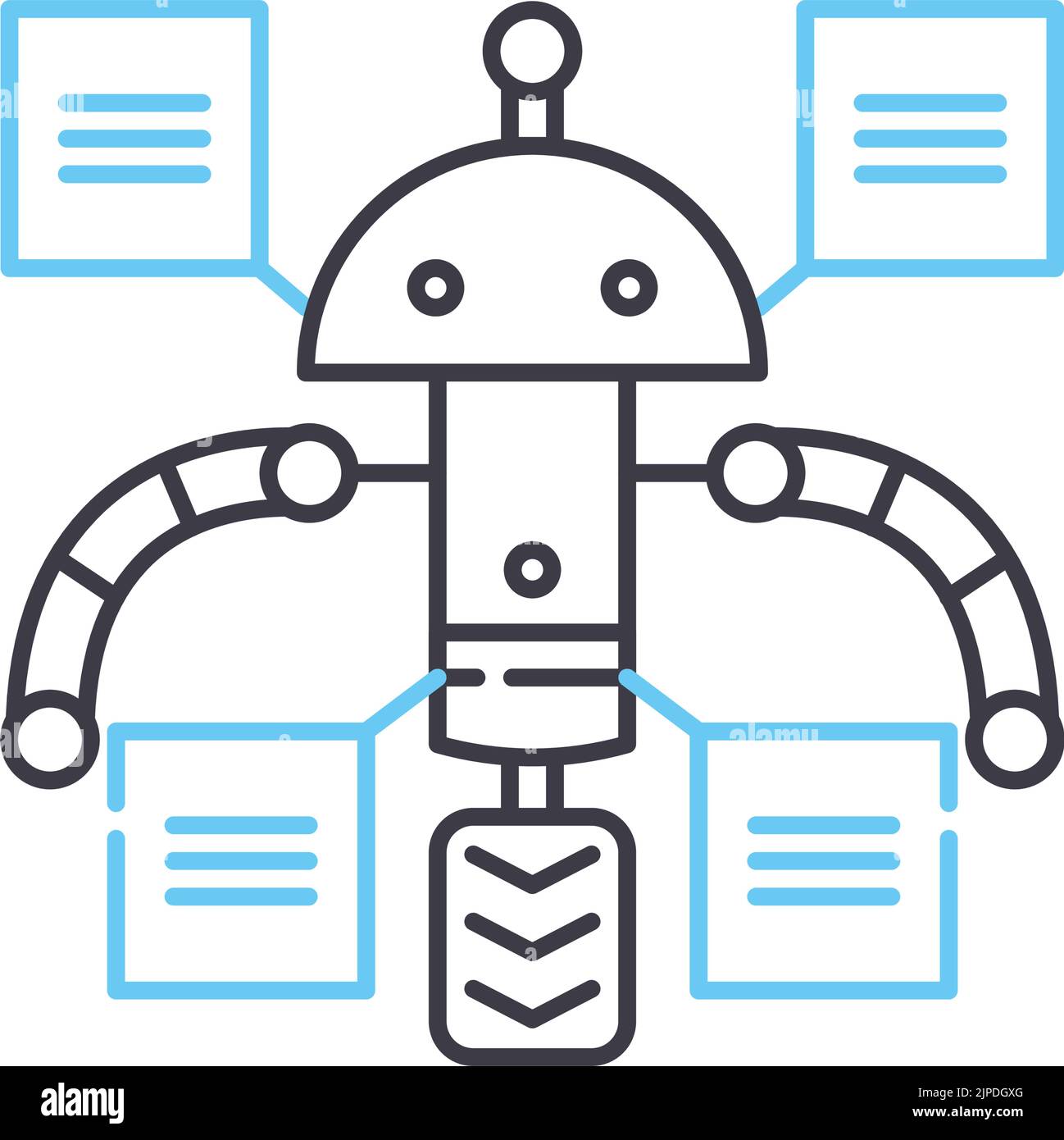 robotic analysis line icon, outline symbol, vector illustration ...
