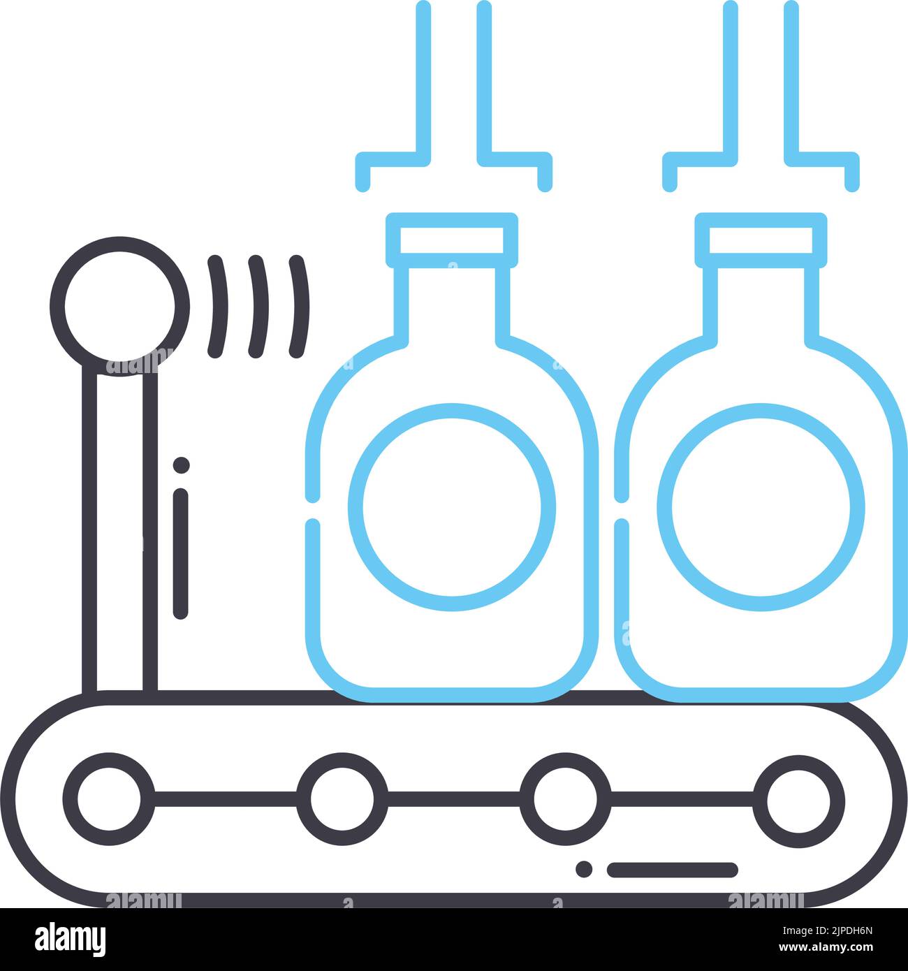 production line icon, outline symbol, vector illustration, concept sign ...